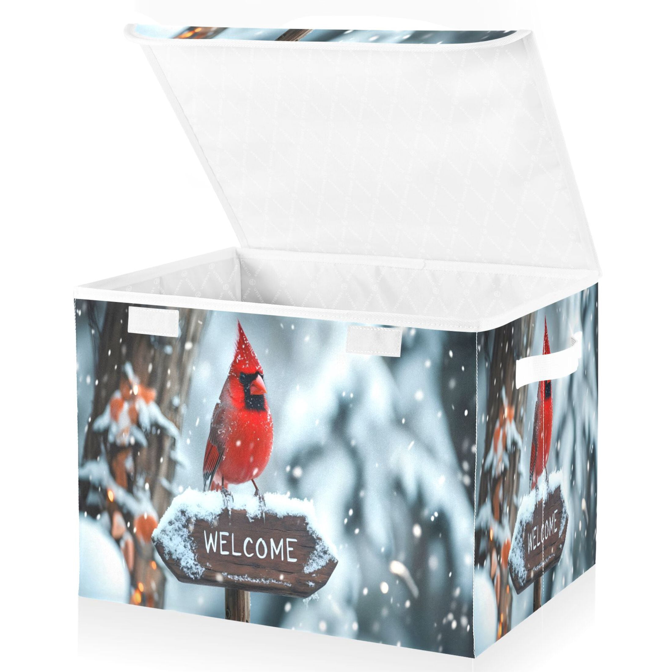 Ryvnso Winter Cardinal Welcome Large Lidded Foldable Storage Baskets ...