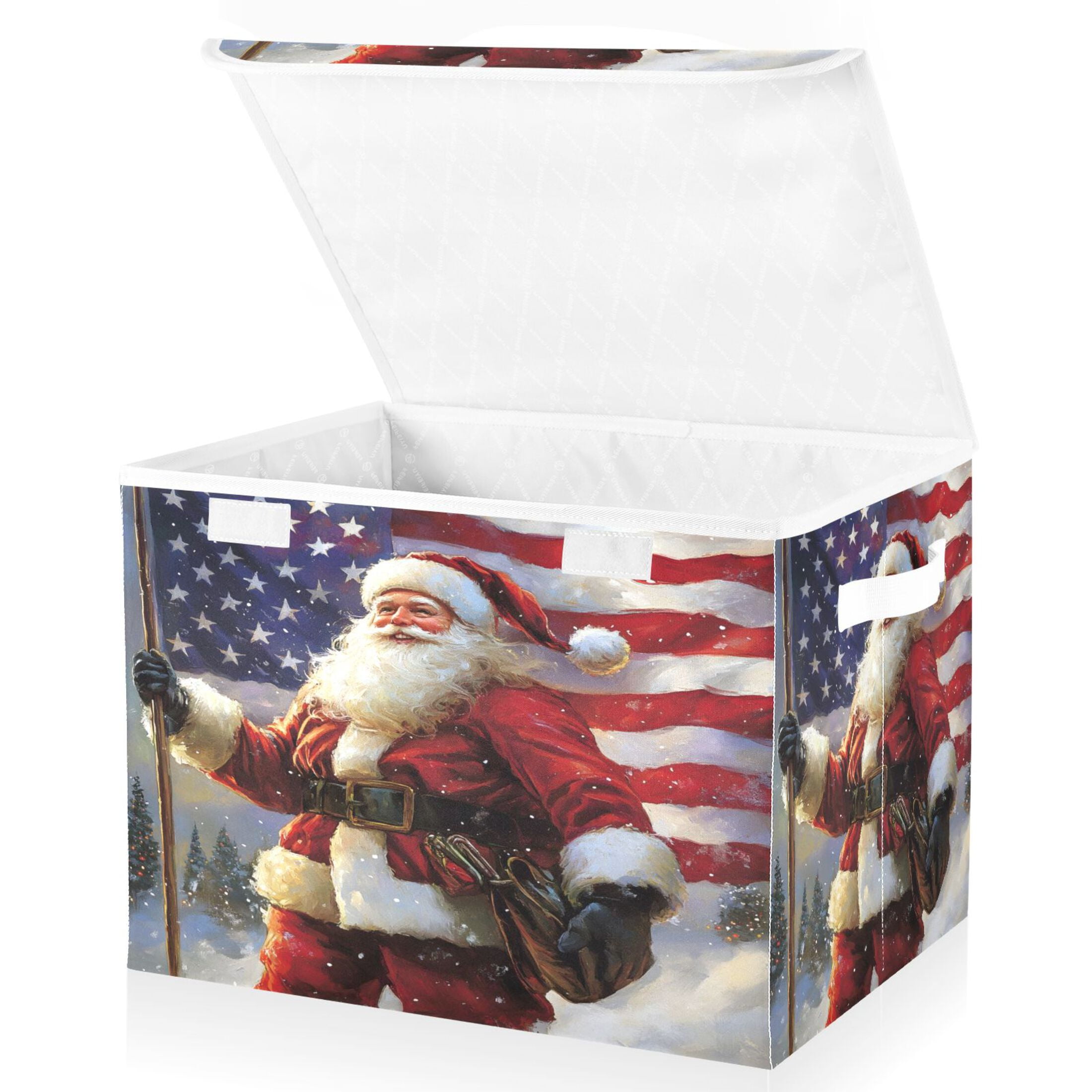 Ryvnso Winter Santa Claus with Flag Large Lidded Foldable Storage ...