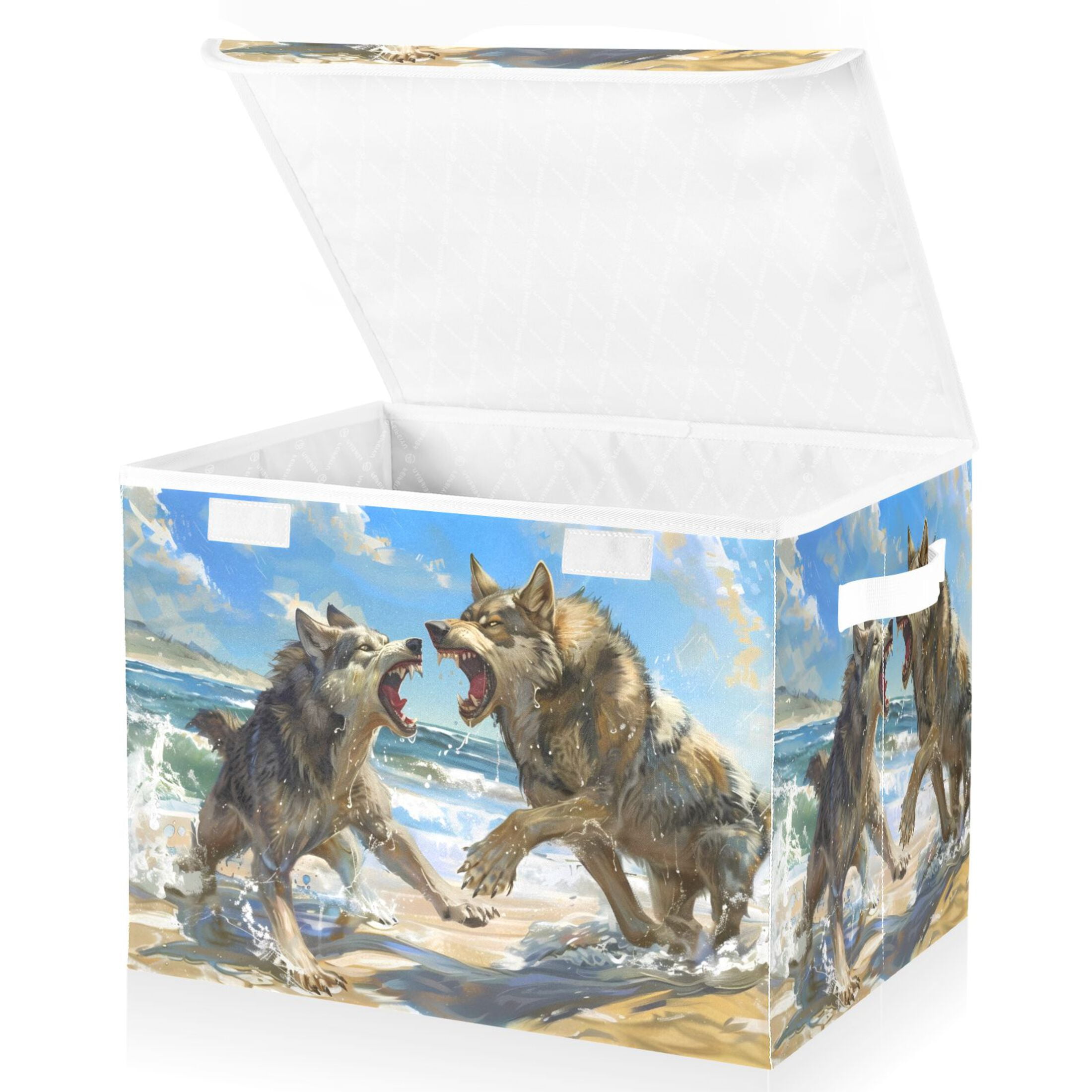 Ryvnso Wolf Animal and Beach Large Lidded Foldable Storage Baskets ...