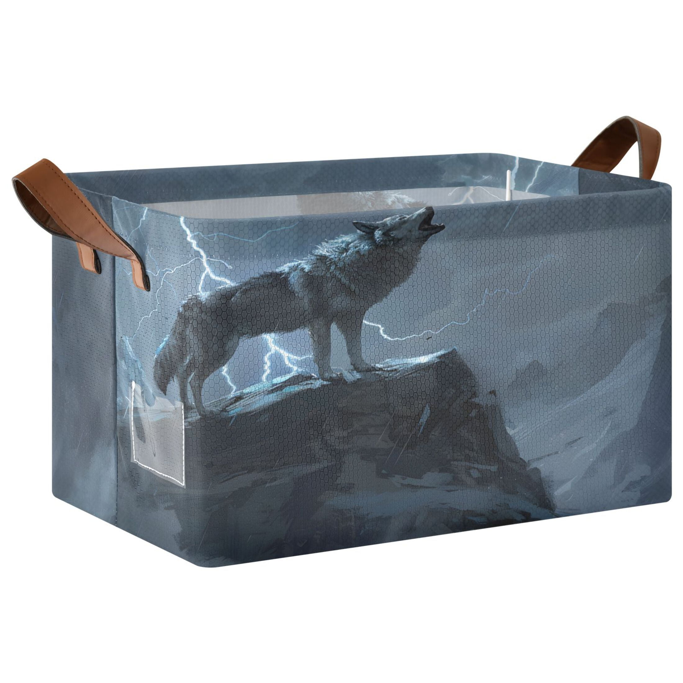 Ryvnso Wolf and Lightning on Mountain Storage Bins Large Basket ...