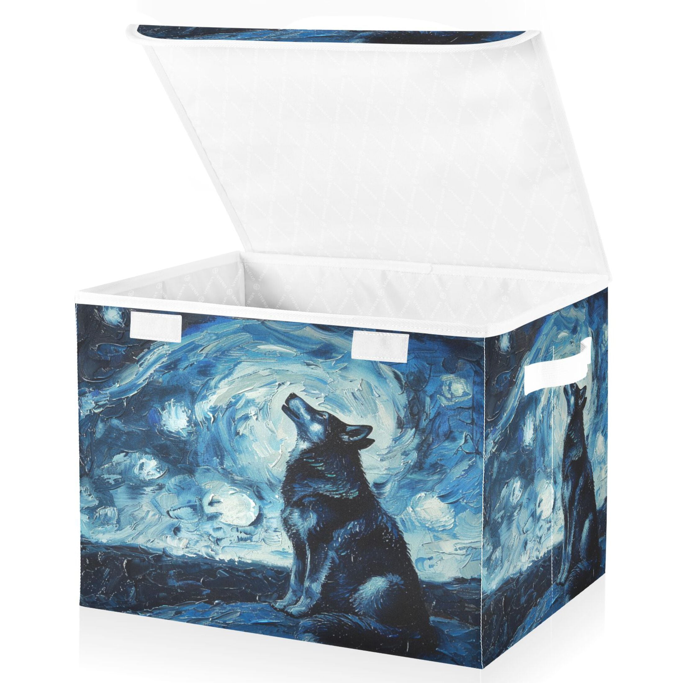 Ryvnso Wolf in Night Large Lidded Foldable Storage Baskets Cubes Boxes ...
