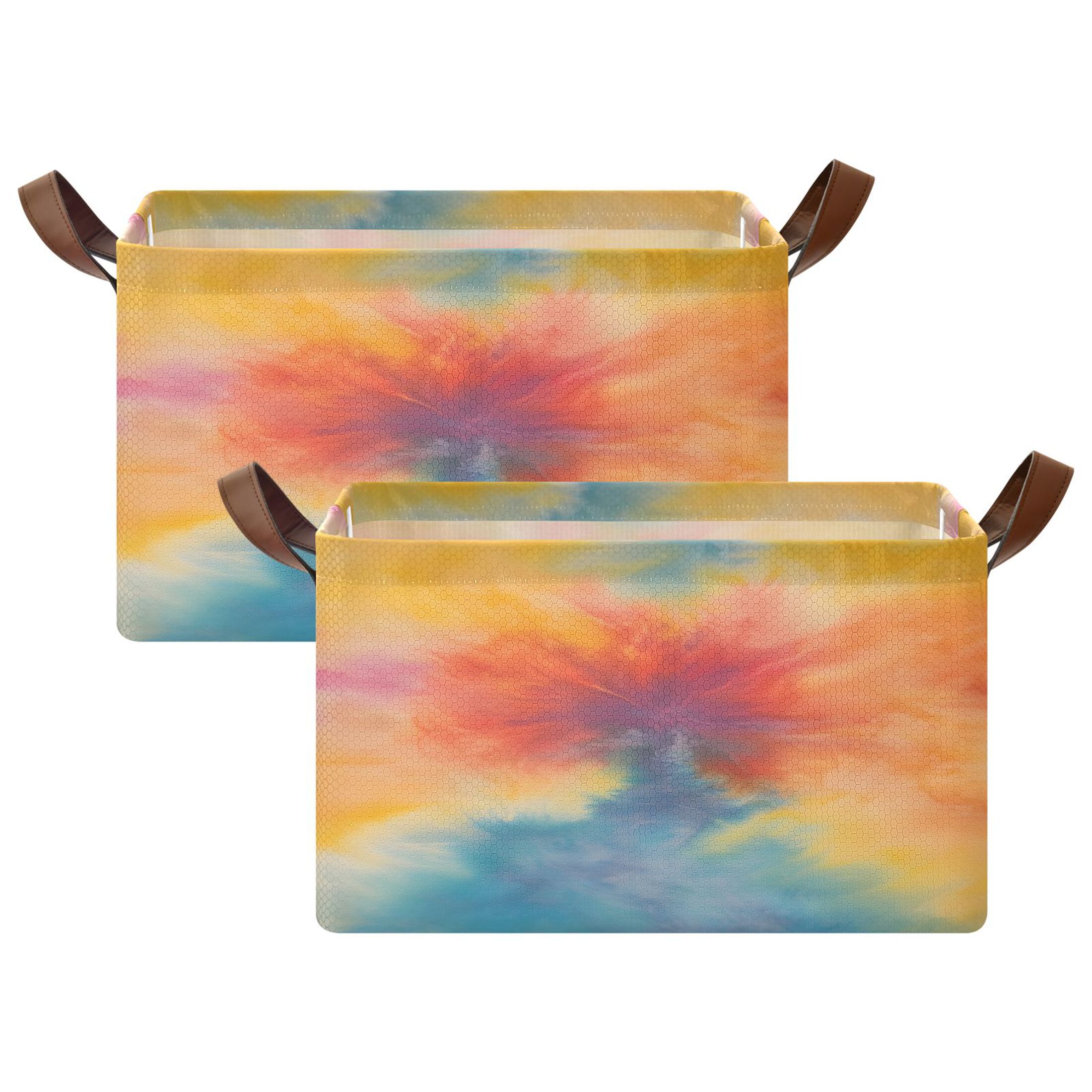 Ryvnso Yellow Tie Dye Storage Bins Large Basket Foldable Cube Toys ...