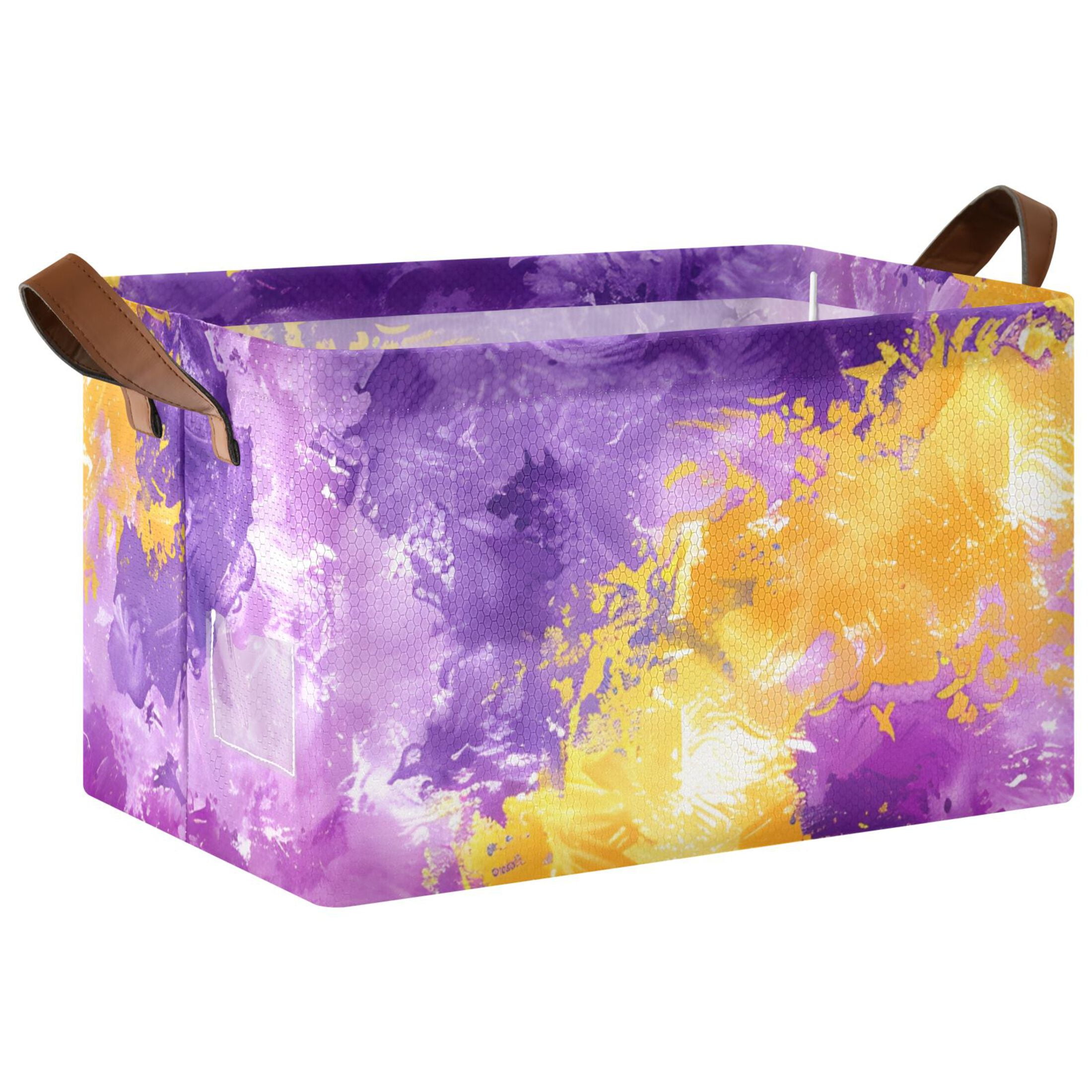Ryvnso Yellow and Violet Tie Dye Storage Bins Large Basket Foldable ...