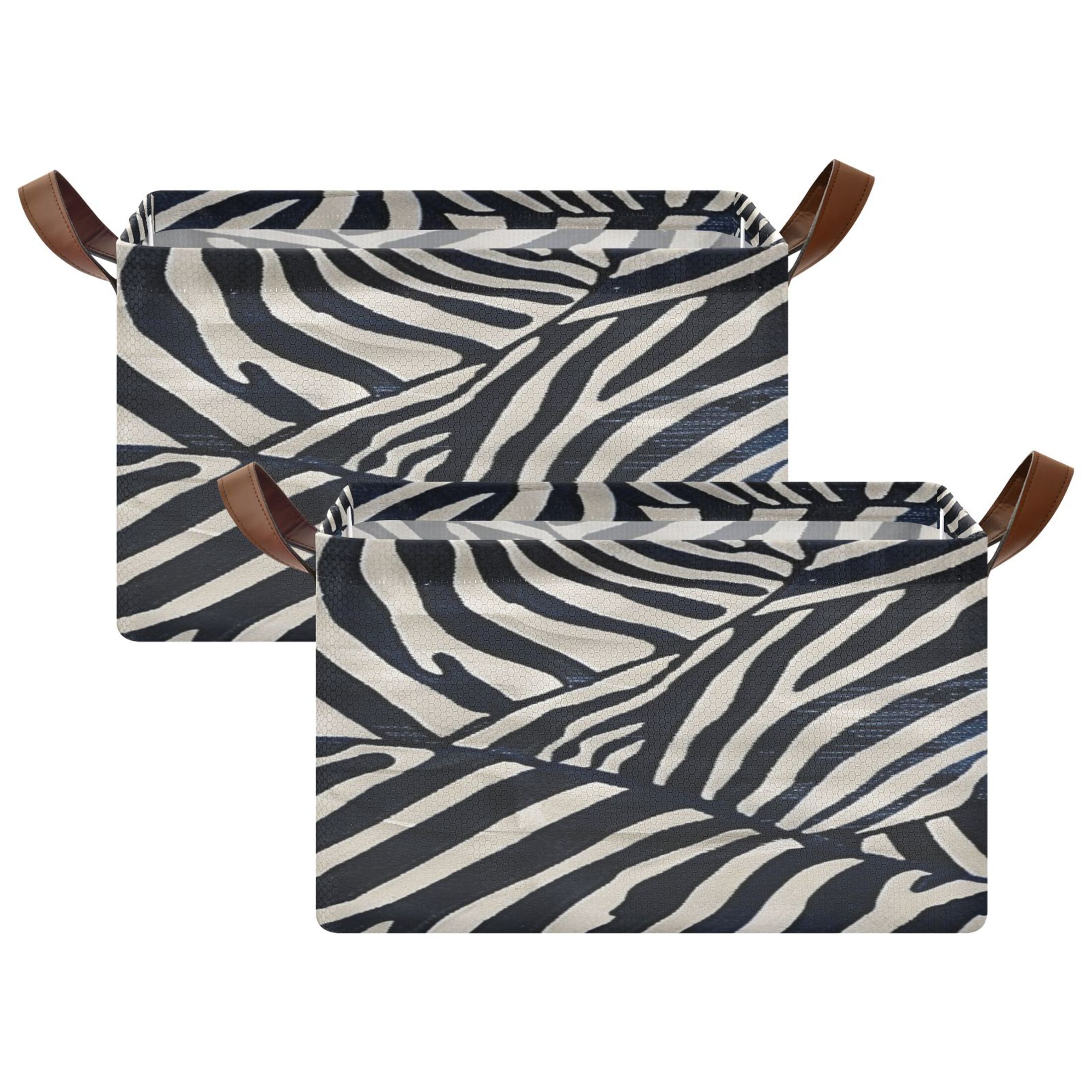Ryvnso Zebra Pattern Storage Bins Large Basket Foldable Cube Toys ...