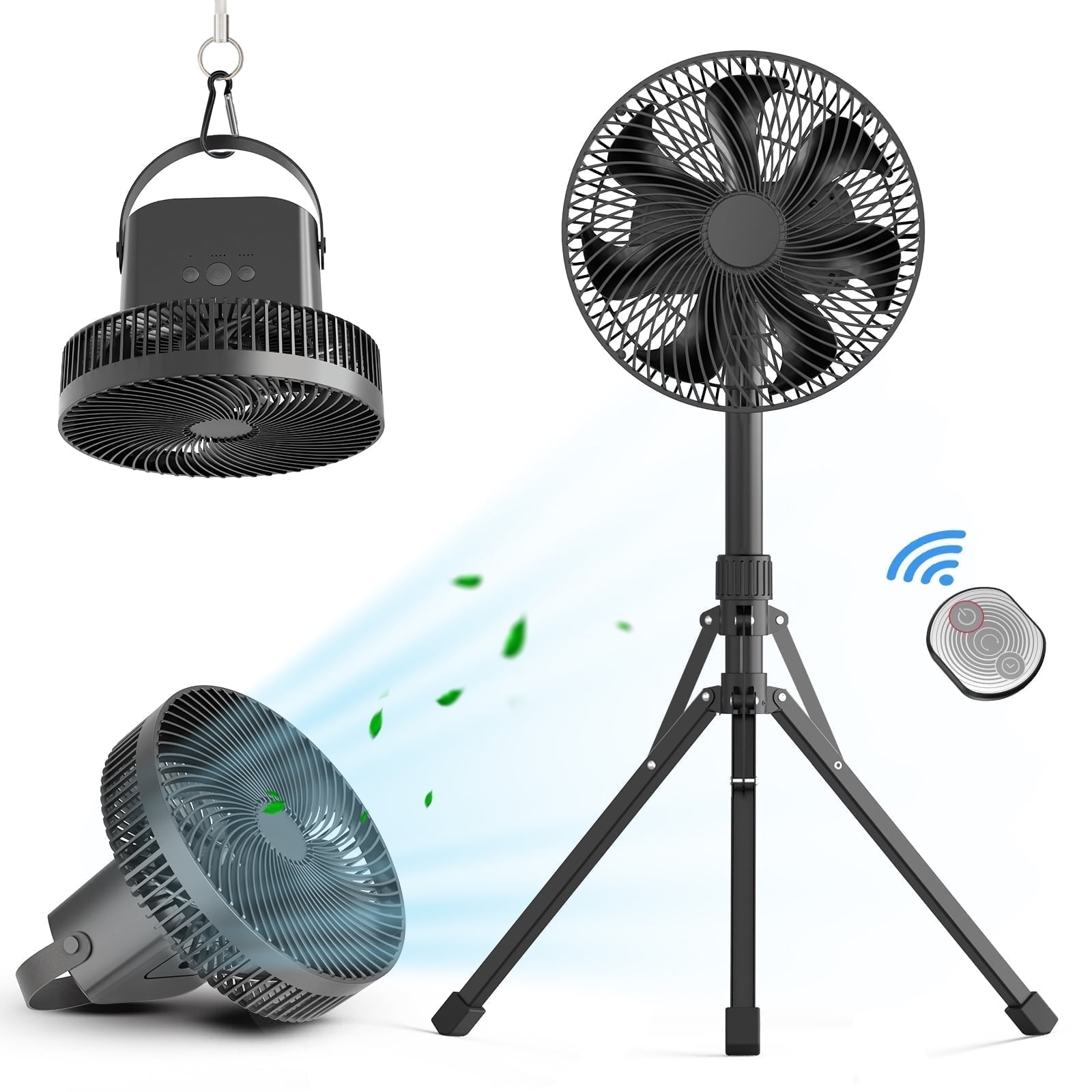 Marchpower Foldable Outdoor Pedestal Fan, Wireless Battery Operated ...