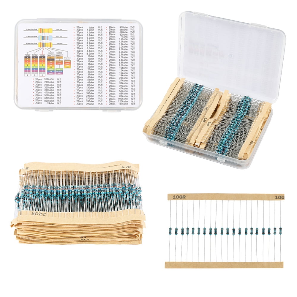 Rzvnmko 1460pcs Metal Film Resistors Kit, 73 Values, 1-10M ohm, 1/4W, 1 ...