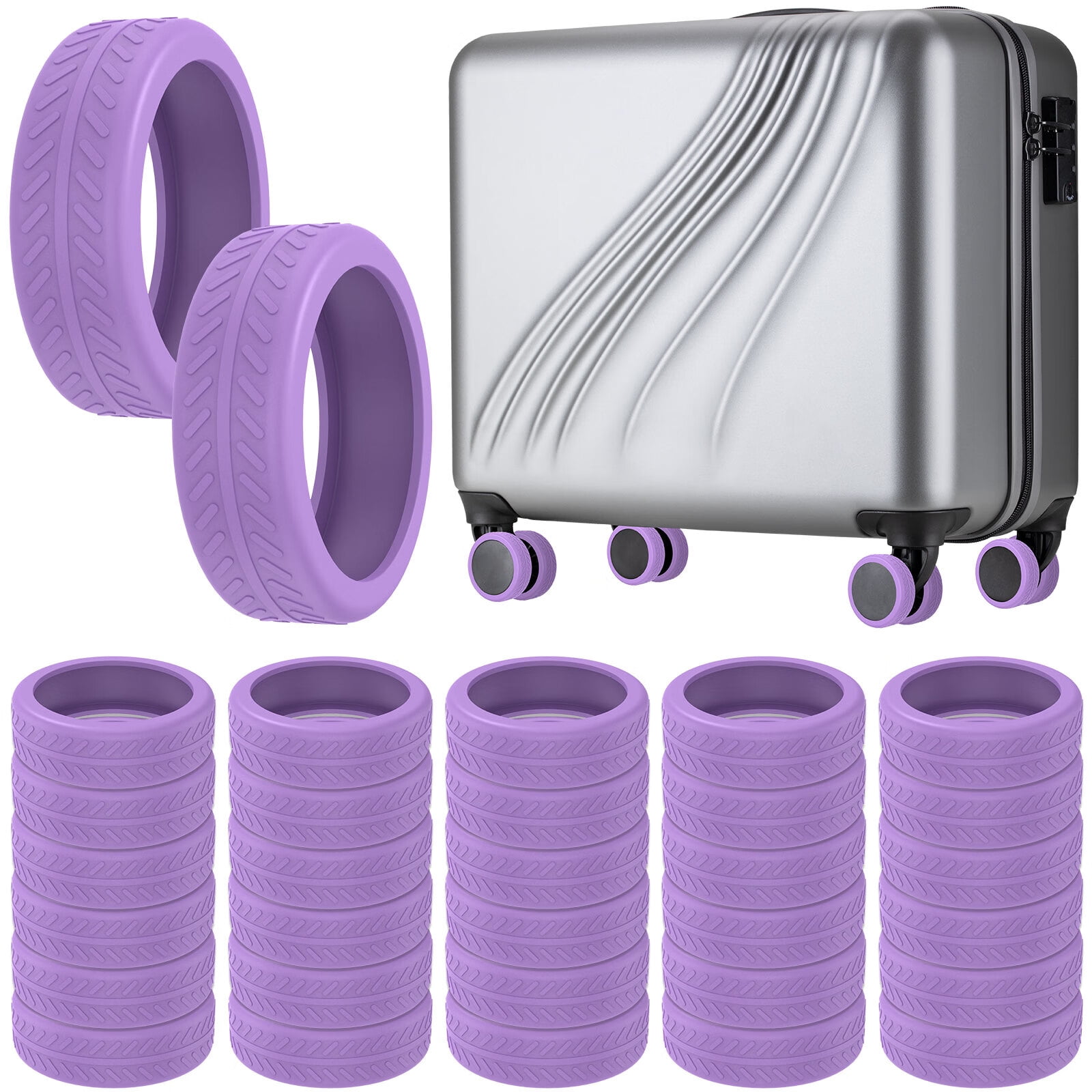 Rzvnmko 32Pcs Luggage Wheel Covers Waterproof Silicone Luggage Caster ...