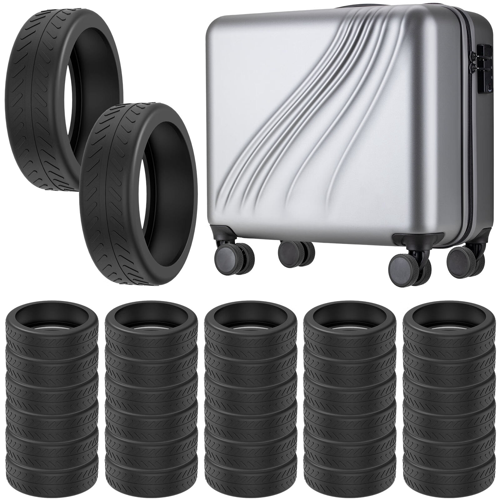 Rzvnmko 32Pcs Luggage Wheel Covers Waterproof Silicone Luggage Caster ...