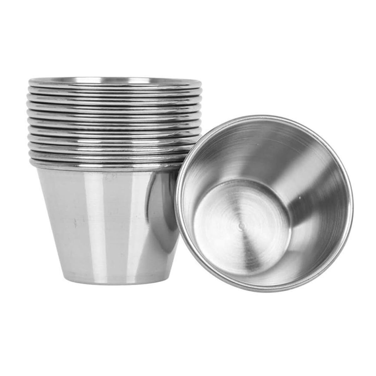 S 12 Small Cups Stainless Steel Dipping Sauce Cups for Mustard Salt ...