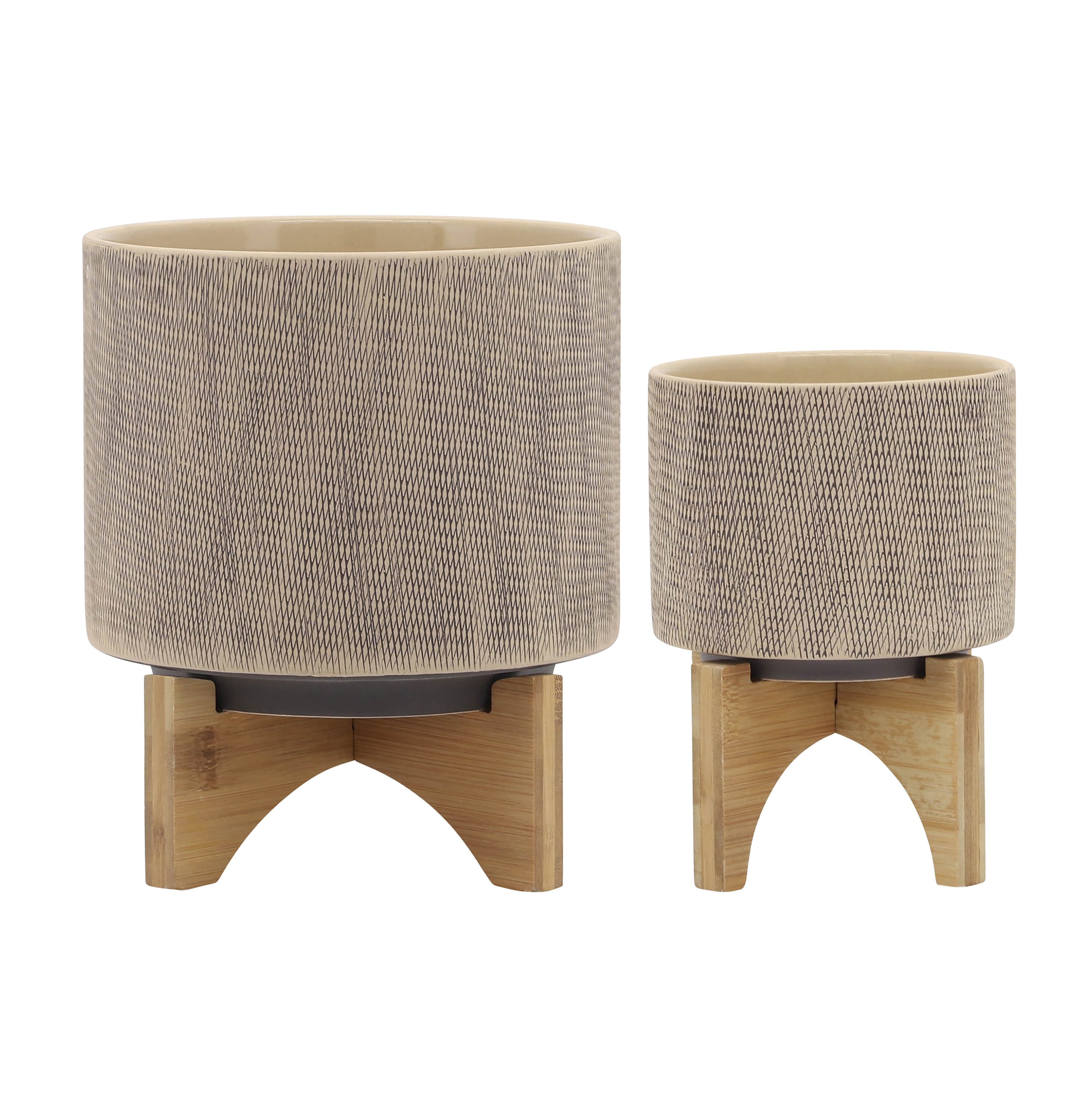 S/2 5/8" MESH PLANTER W/ STAND, TAN Tan + Ceramic - Walmart.com