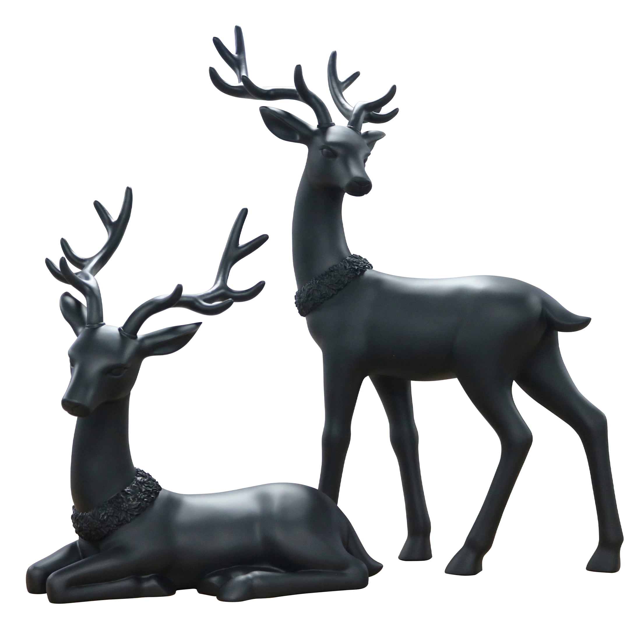 Blow Mold Deer Outdoor Christmas Decoration, Black, Set of 2, by Holiday Time - Walmart.com
