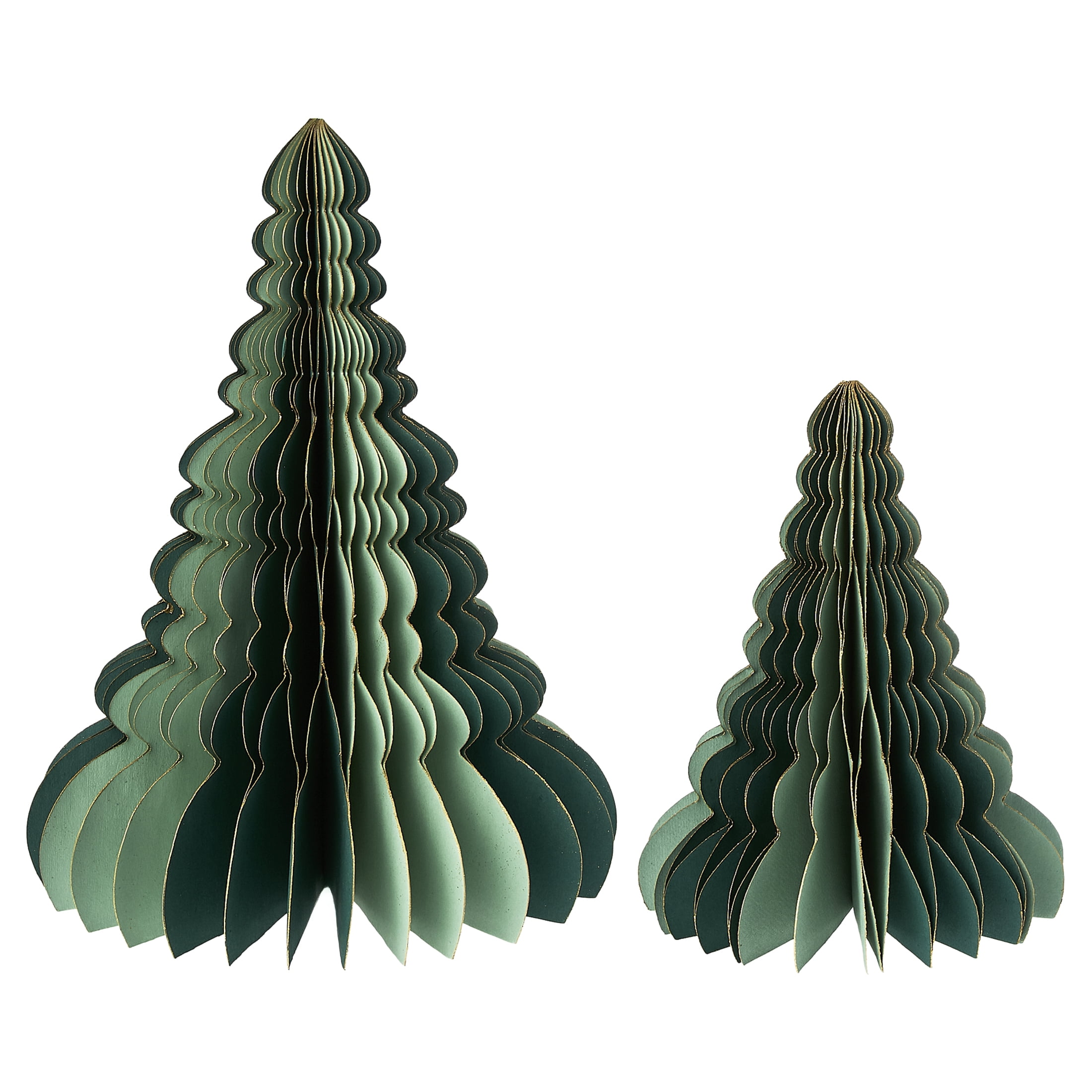 Paper Christmas Tree Tabletop Decorations, Green and Gold, 2 Count, by ...