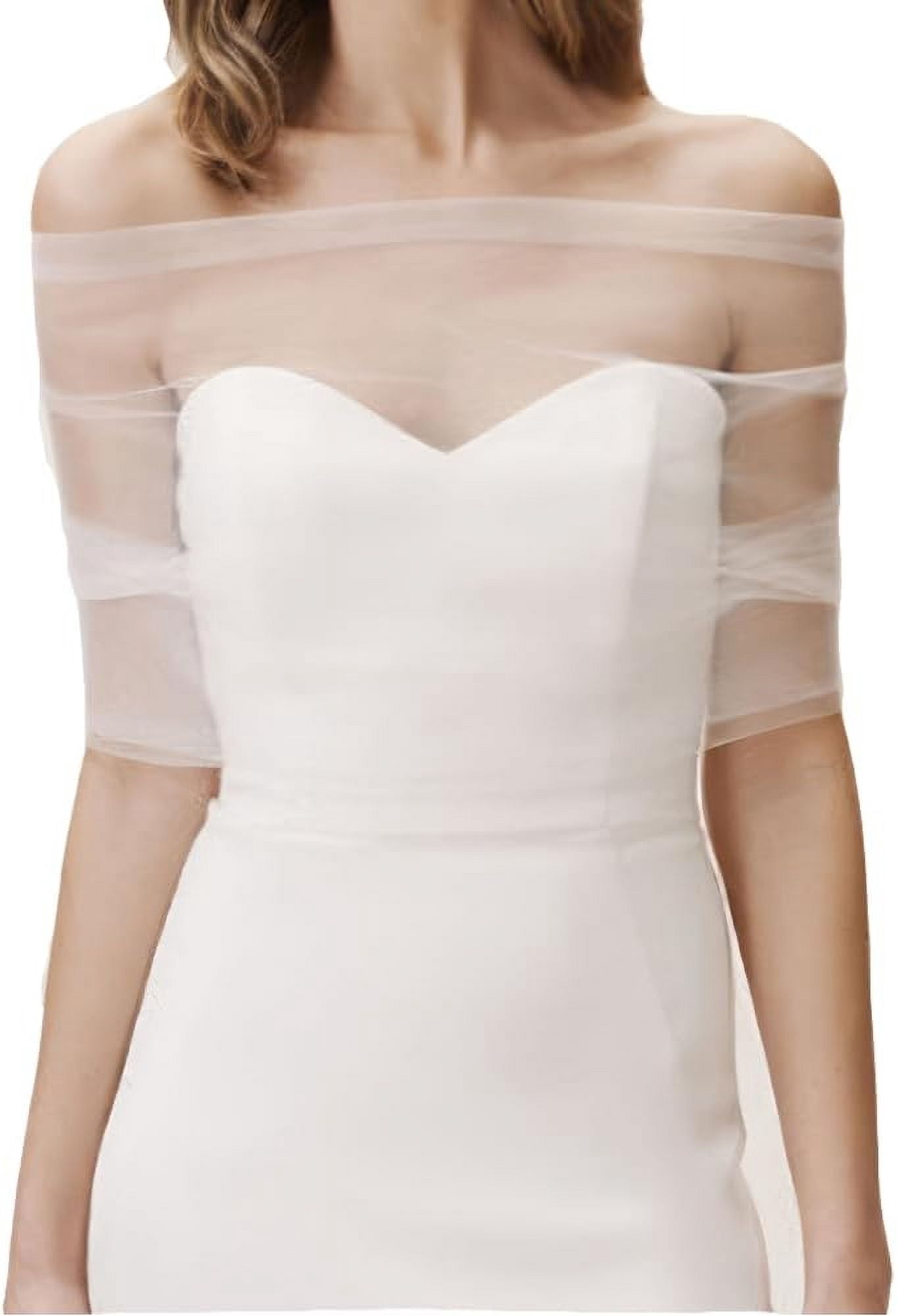 S-39.37inch Bridal Cloak Pearls Wedding Cape White Tulle Shawls ...