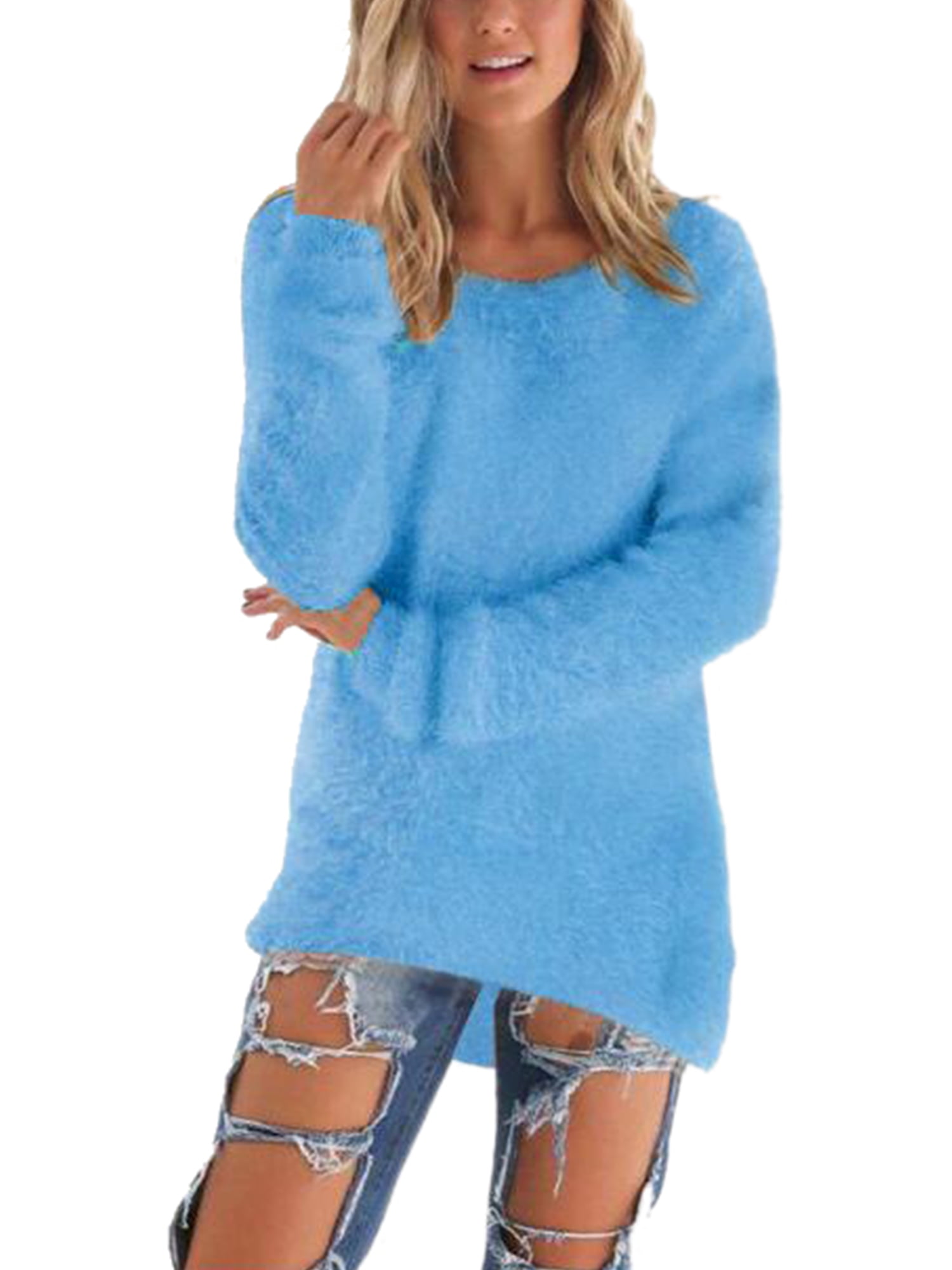 Frontwalk Ladies Sweater Winter Warm Pullover Long Sleeve Jumper Tops ...