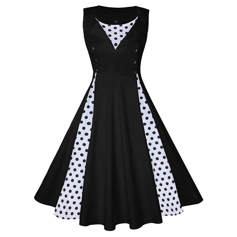 S-5XL Women Robe Retro Vintage Dress 50s 60s Rockabilly Dot Swing Pin ...