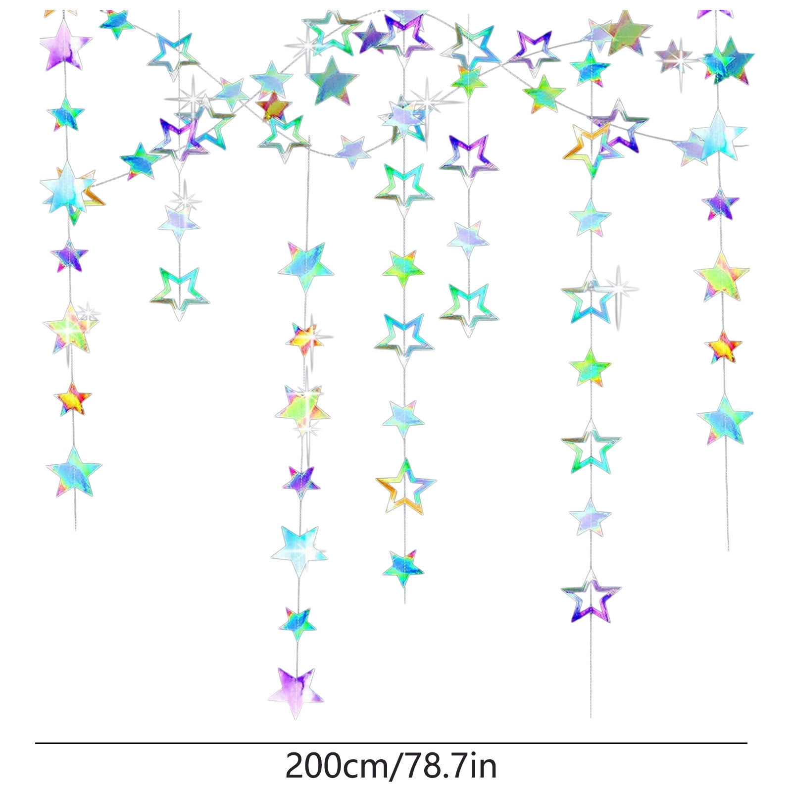 S 6.6Ft Colorful Glitter Star Ceiling Hanging Decorations Party ...