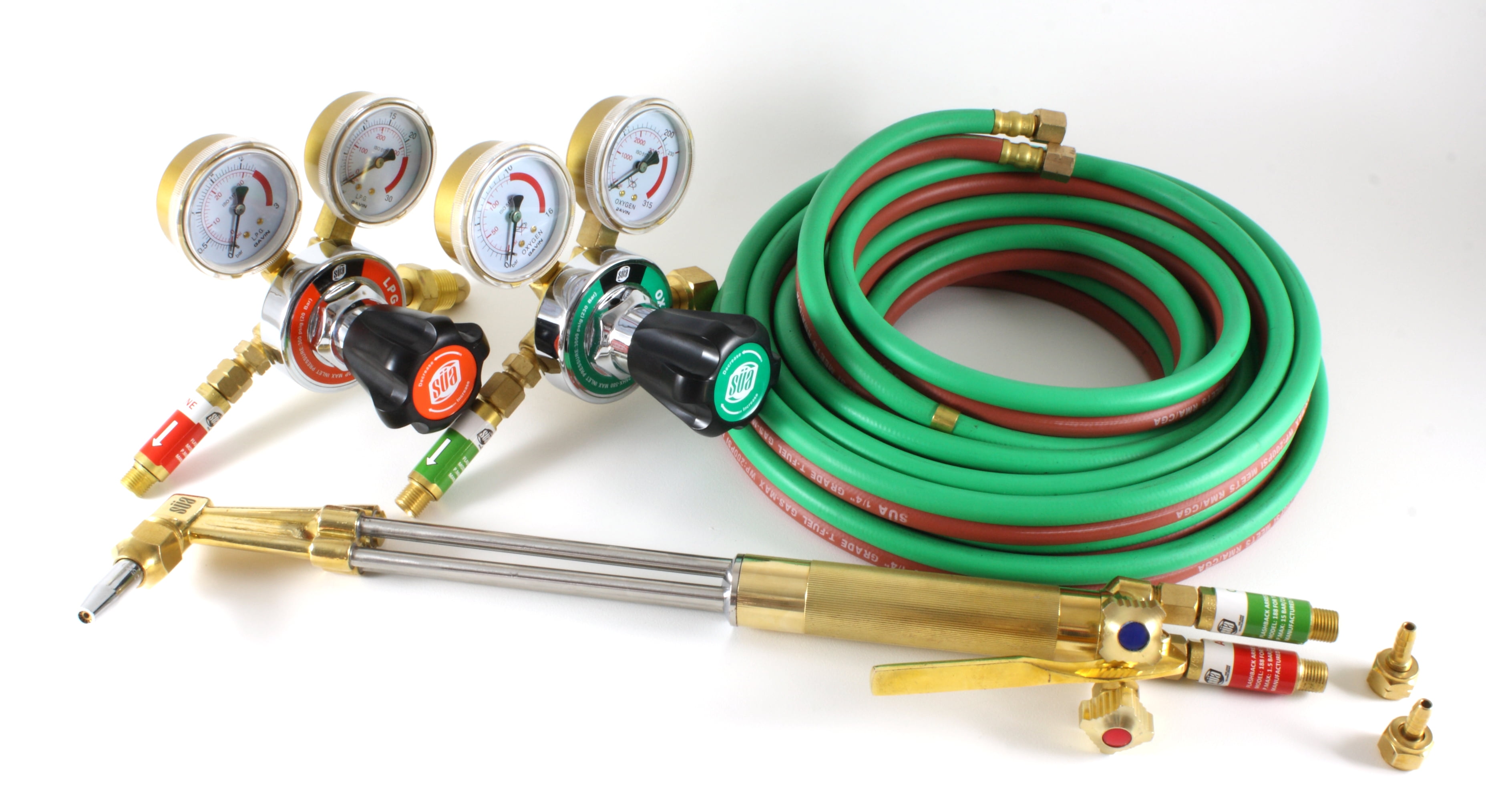 SÜA 18" Propane Cutting Torch Kit with Regulators, Tip, Arrestors & 50 ...