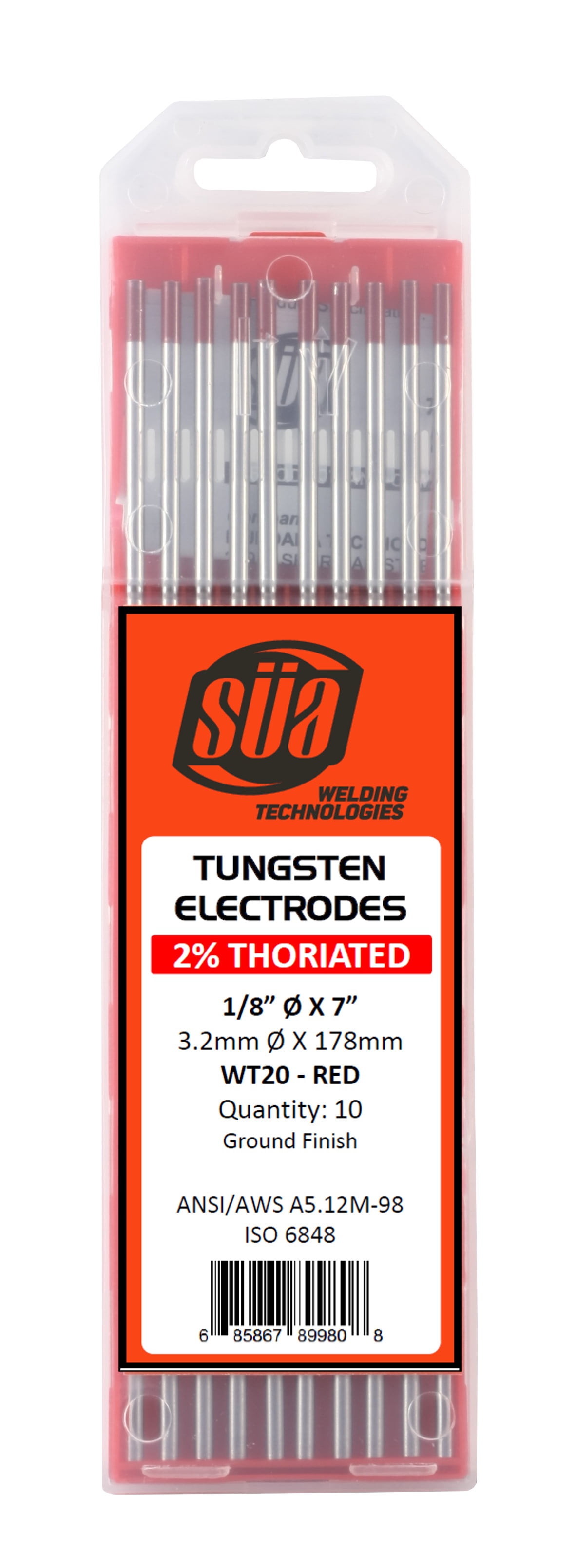 SÜA - 2% Thoriated Tungsten Electrode - TIG Welding - 1/8" x 7" - (Red ...