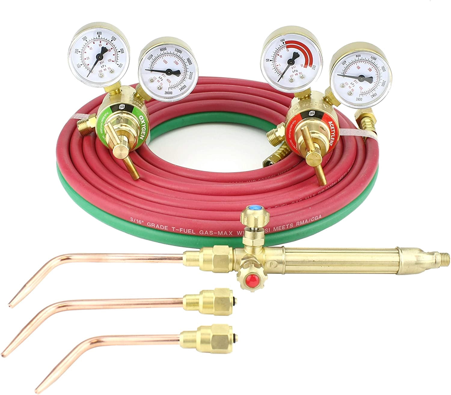 SÜA - Ligth Duty Professional Welding/Brazing Set - Oxygen & Acetylene - Compatible with Victor ...