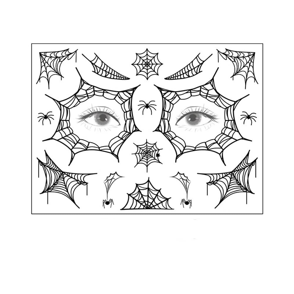S.A.V.I Spider Webs Face Temporary Tattoo Stickers, Halloween, Spiders ...