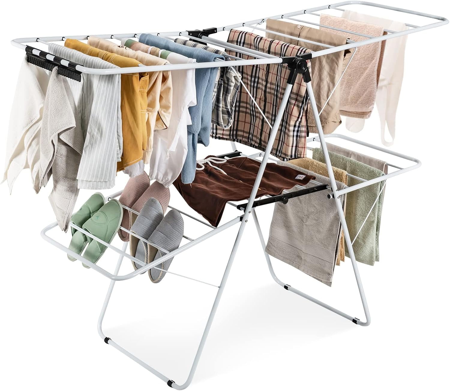 S AFSTAR 2-Layer Clothes Drying Rack, Folding Laundry Drying Rack w ...