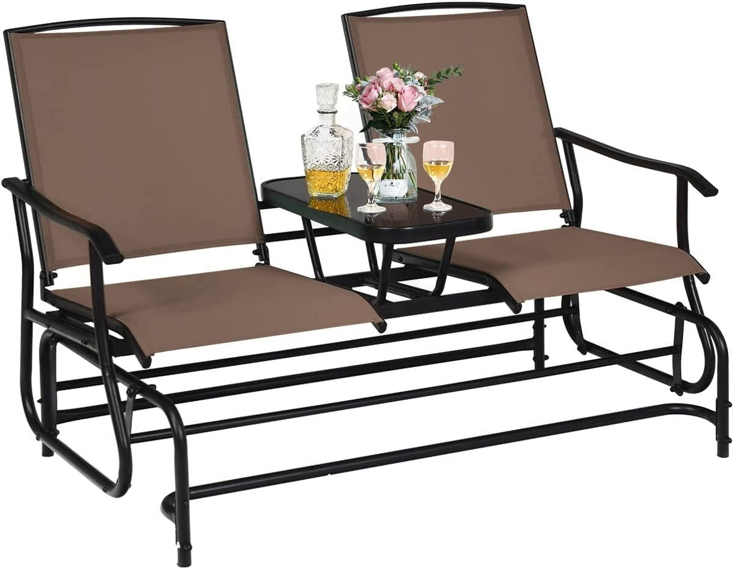 S AFSTAR 2-Person Outdoor Glider, Patio Glider Bench Chairs with Center ...