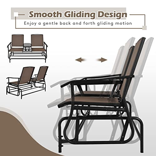 S AFSTAR 2-Person Outdoor Glider, Patio Glider Chairs with Center ...