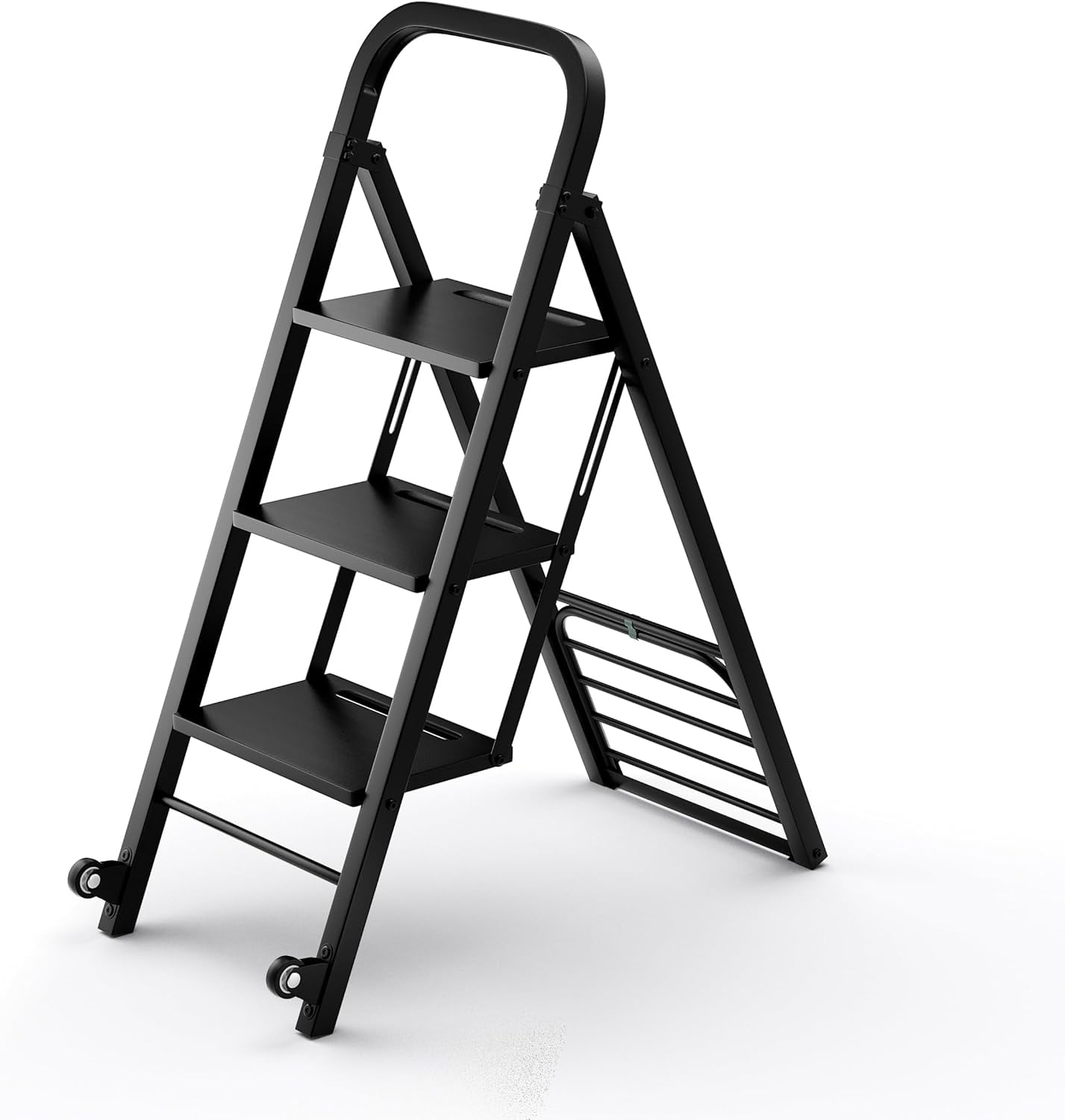 S AFSTAR 2-in-1 Folding Ladder & Hand Truck Combo, 3-Step Step Ladder ...