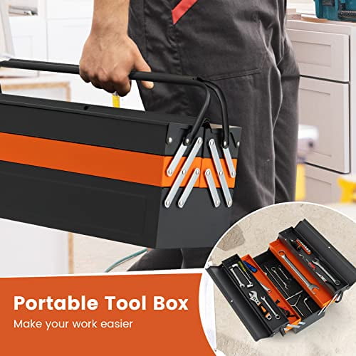 S AFSTAR 22 Inches Tool Box, 3-Layer 5-Tray Metal Toolbox w/Full-Length ...