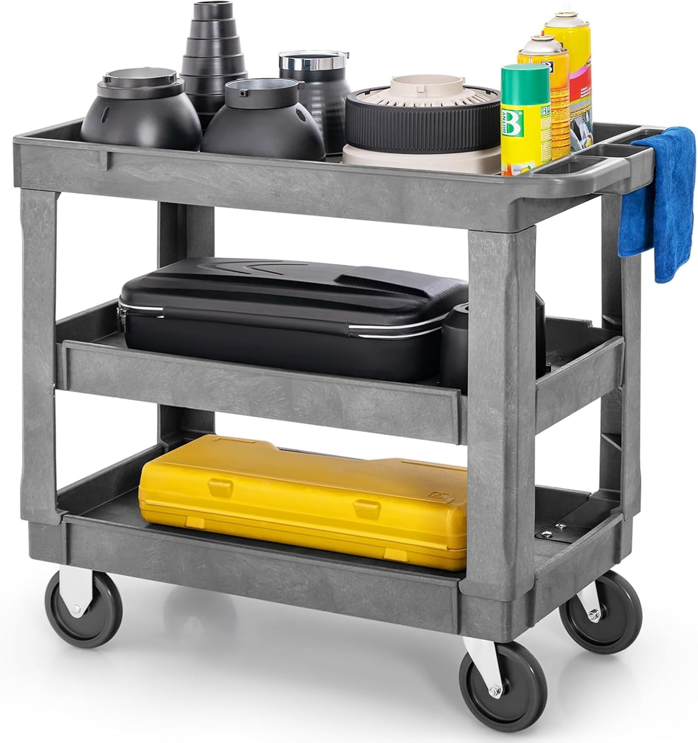 S AFSTAR 3-Tier Service Utility Cart, 550 LBS Max Load Heavy-Duty PP ...