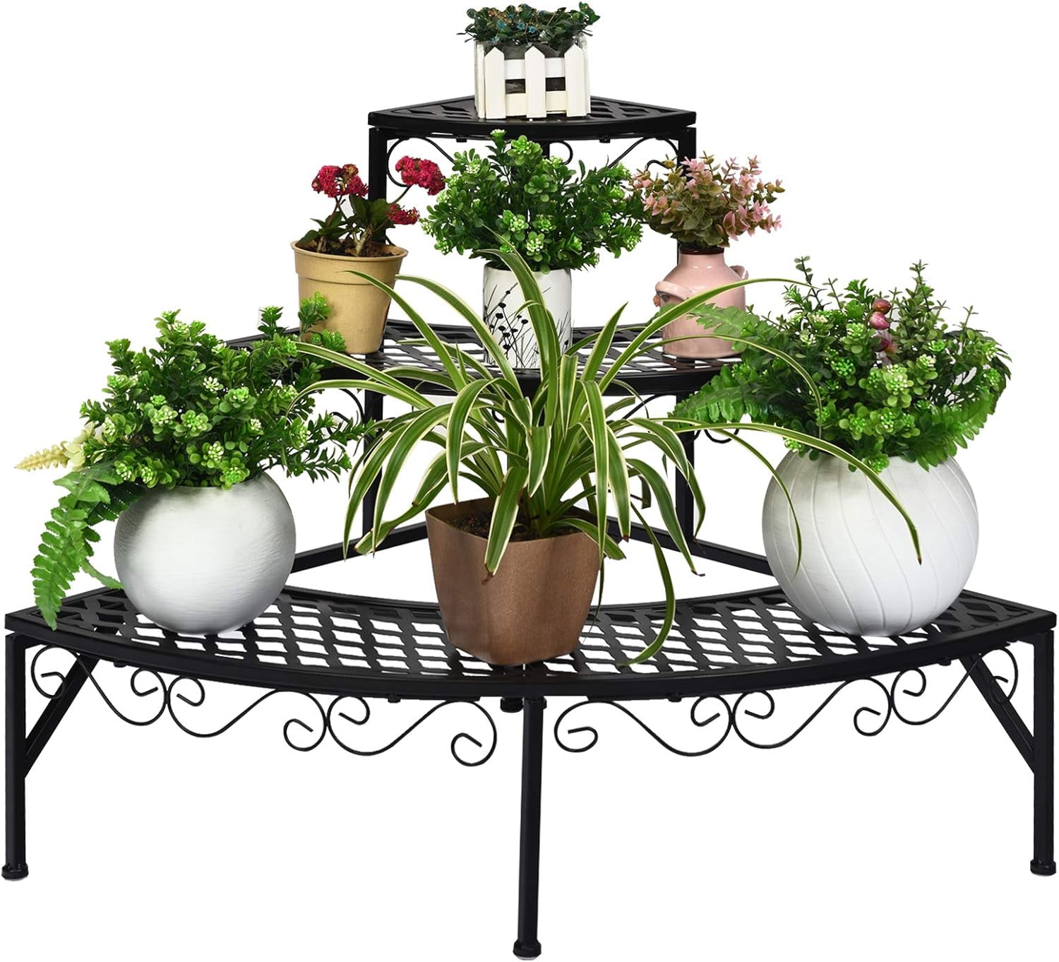 S AFSTAR 3-Tier Stand, Corner Ladder Flower Pots Holders for Indoor ...