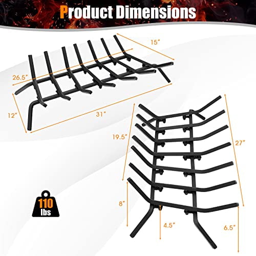 S AFSTAR 31 Inches Fireplace Grate, 1/2" Cast Iron Fireplace Grate w/V ...