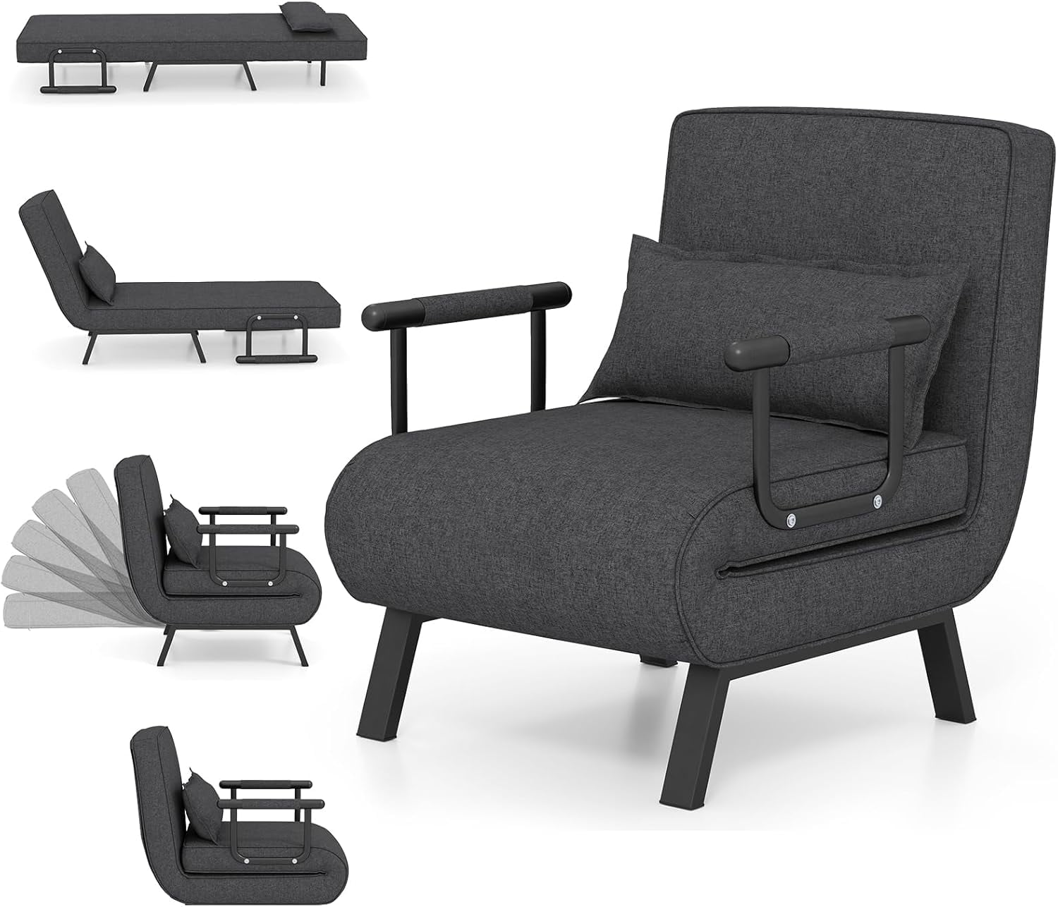 S AFSTAR 4 in 1 Convertible Sofa Chair Bed, Tri-fold Leisure Recliner ...
