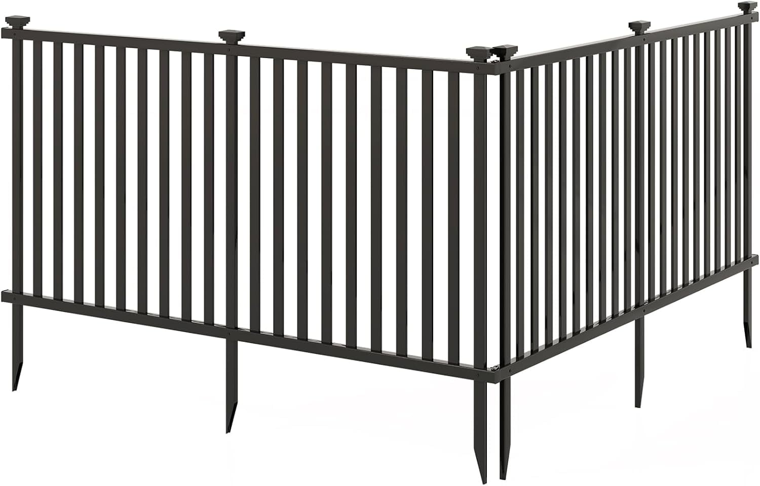 S AFSTAR 4 Pieces PVC Fence Panels, 80" x 51" Garden Fences Outdoor Picket Fences, Privacy Fence ...