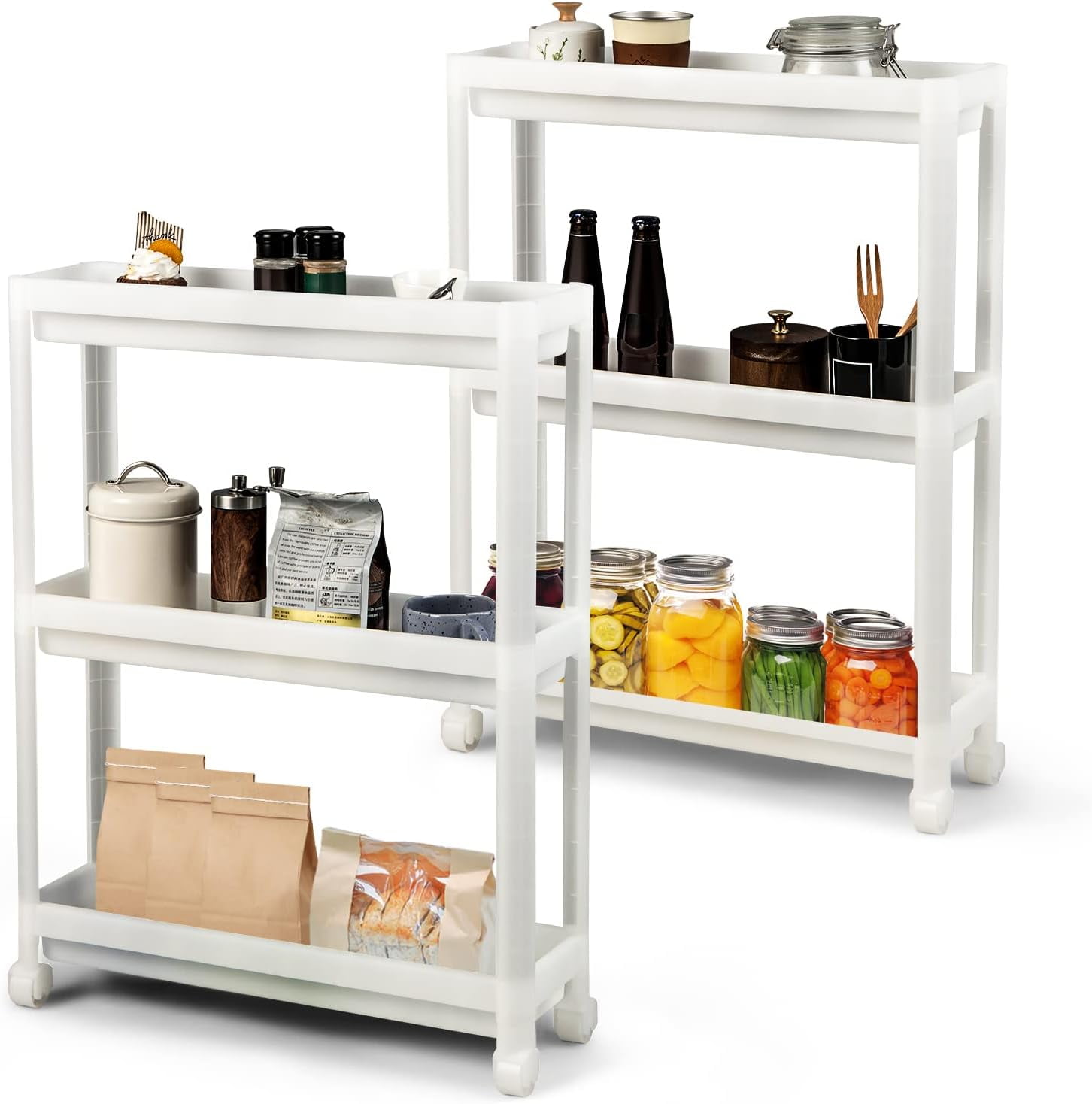 S AFSTAR 4 Tier Plastic Storage Shelf Rack Set of 2, 39-Inch Tall Floor ...