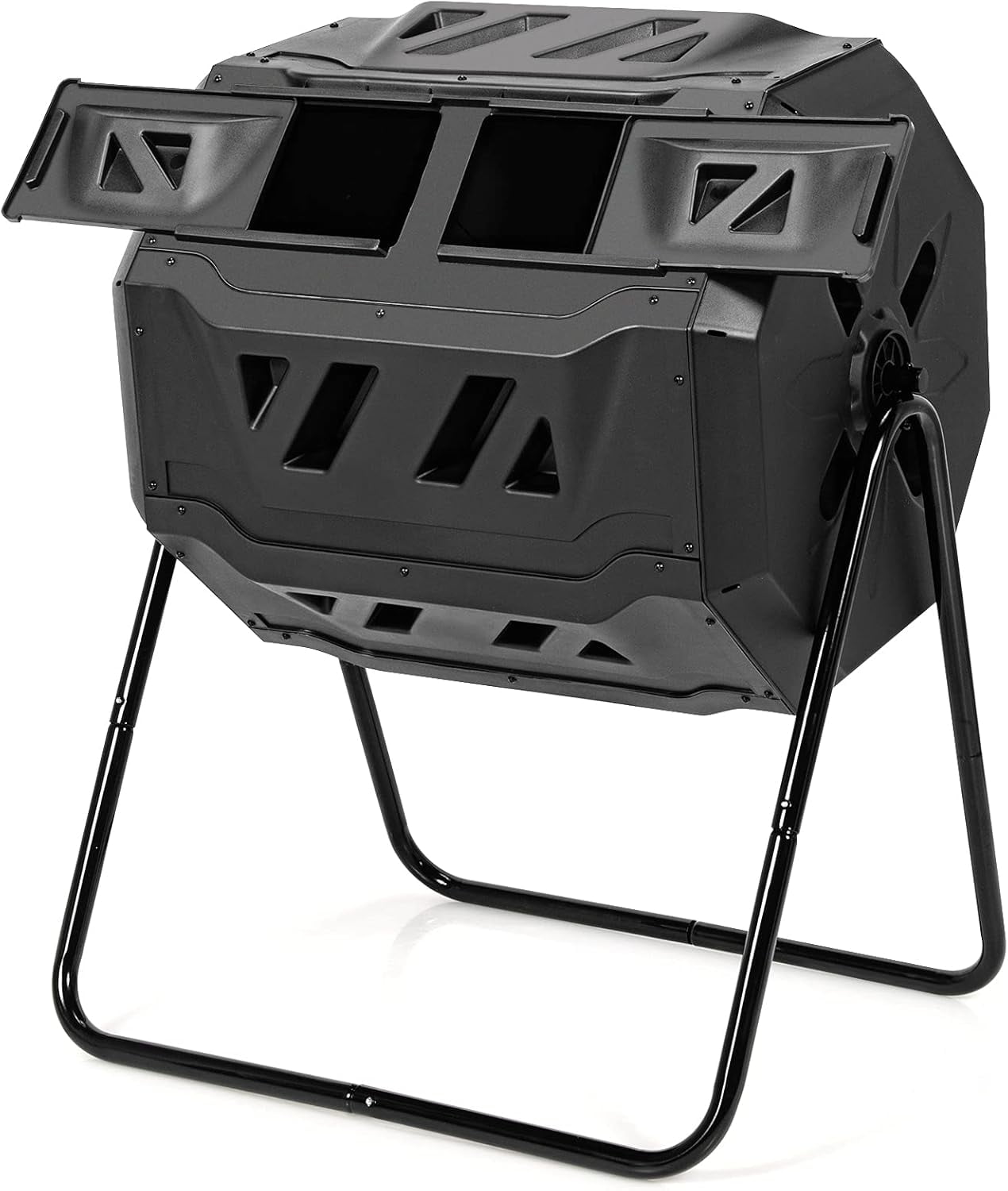 S AFSTAR 43 Gallon Outdoor Compost Bin, Dual Chamber Compost Tumbler W ...