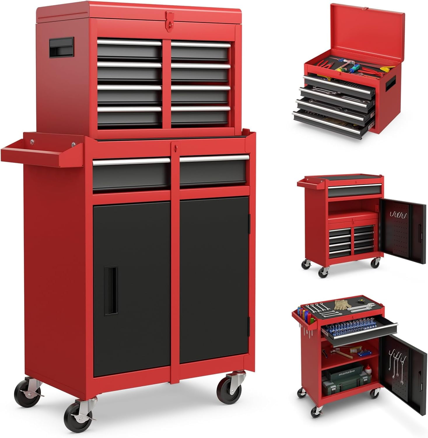 S AFSTAR 5-Drawers Rolling Tool Chest with Wheels, Heavy-Duty Tool ...