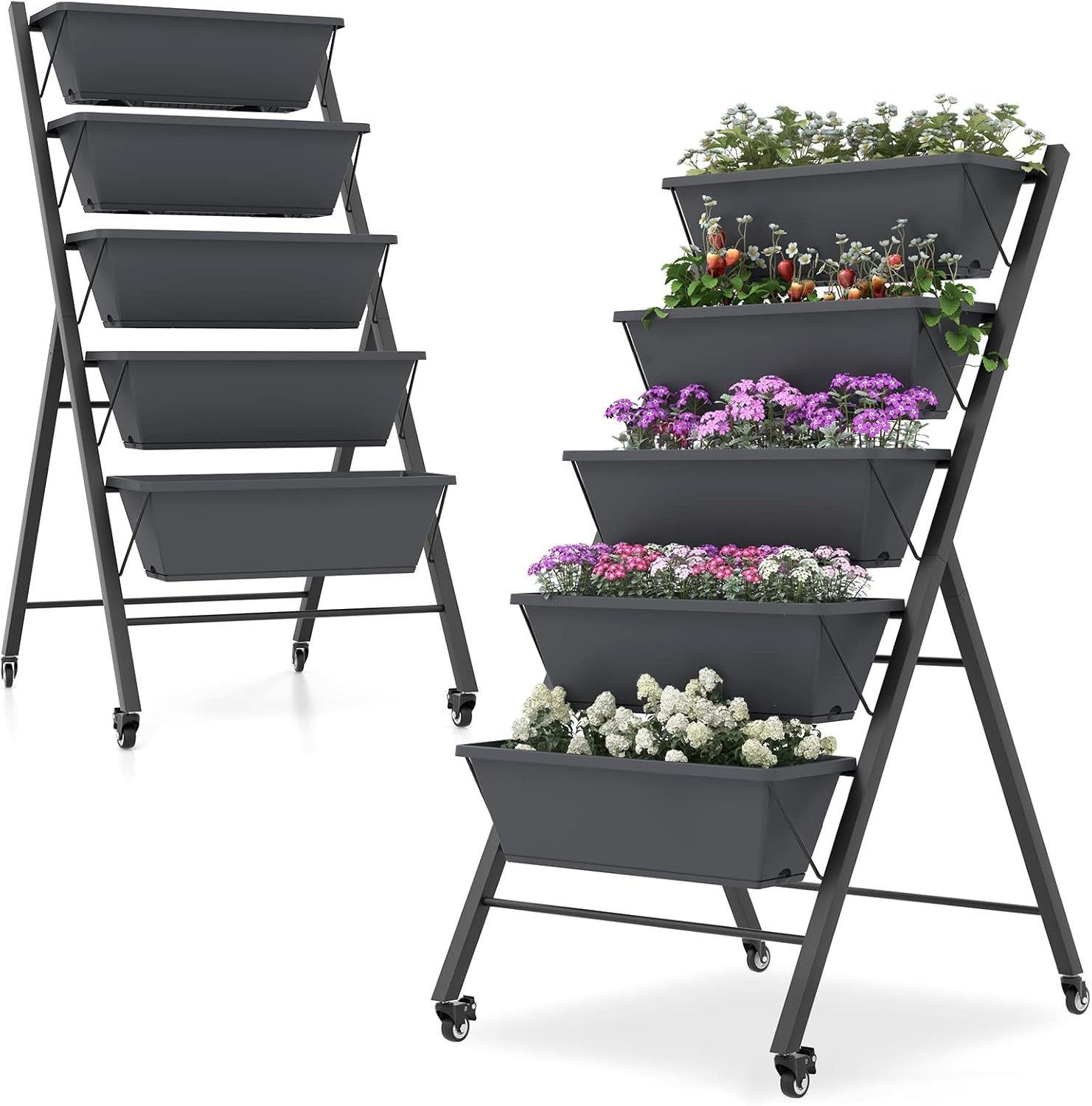 S AFSTAR 5-Tier Vertical Garden Planter, Raised Garden Bed with 2 ...
