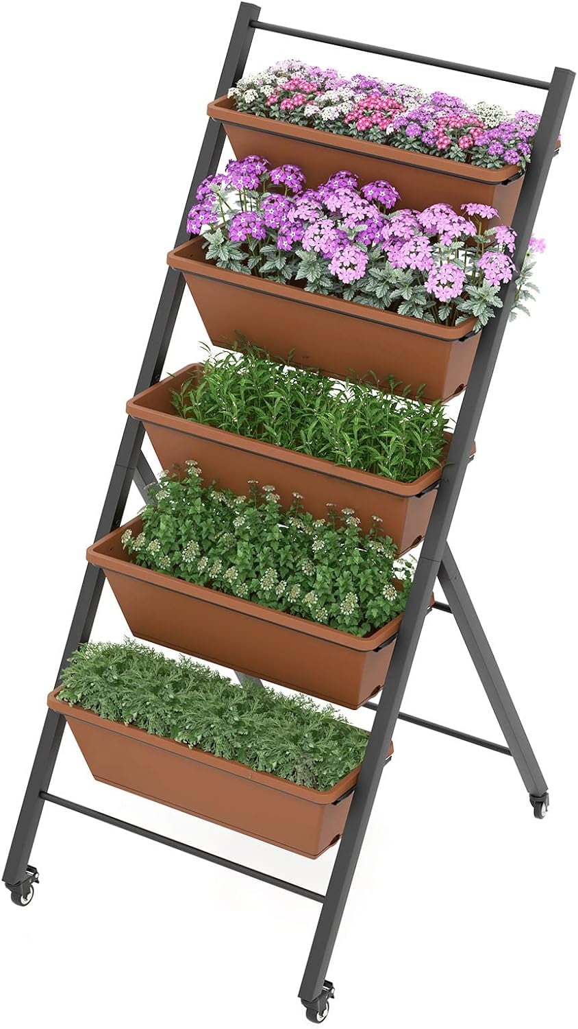S AFSTAR 5-Tier Vertical Garden Planter, Raised Garden Bed with 2 ...