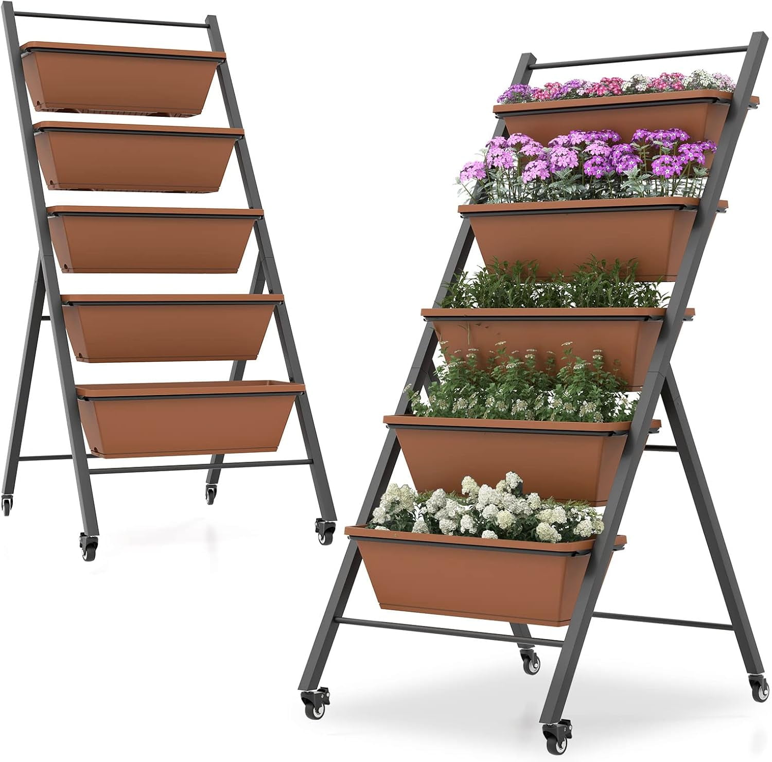 S AFSTAR 5-Tier Vertical Garden Planter, Raised Garden Bed with 2 ...
