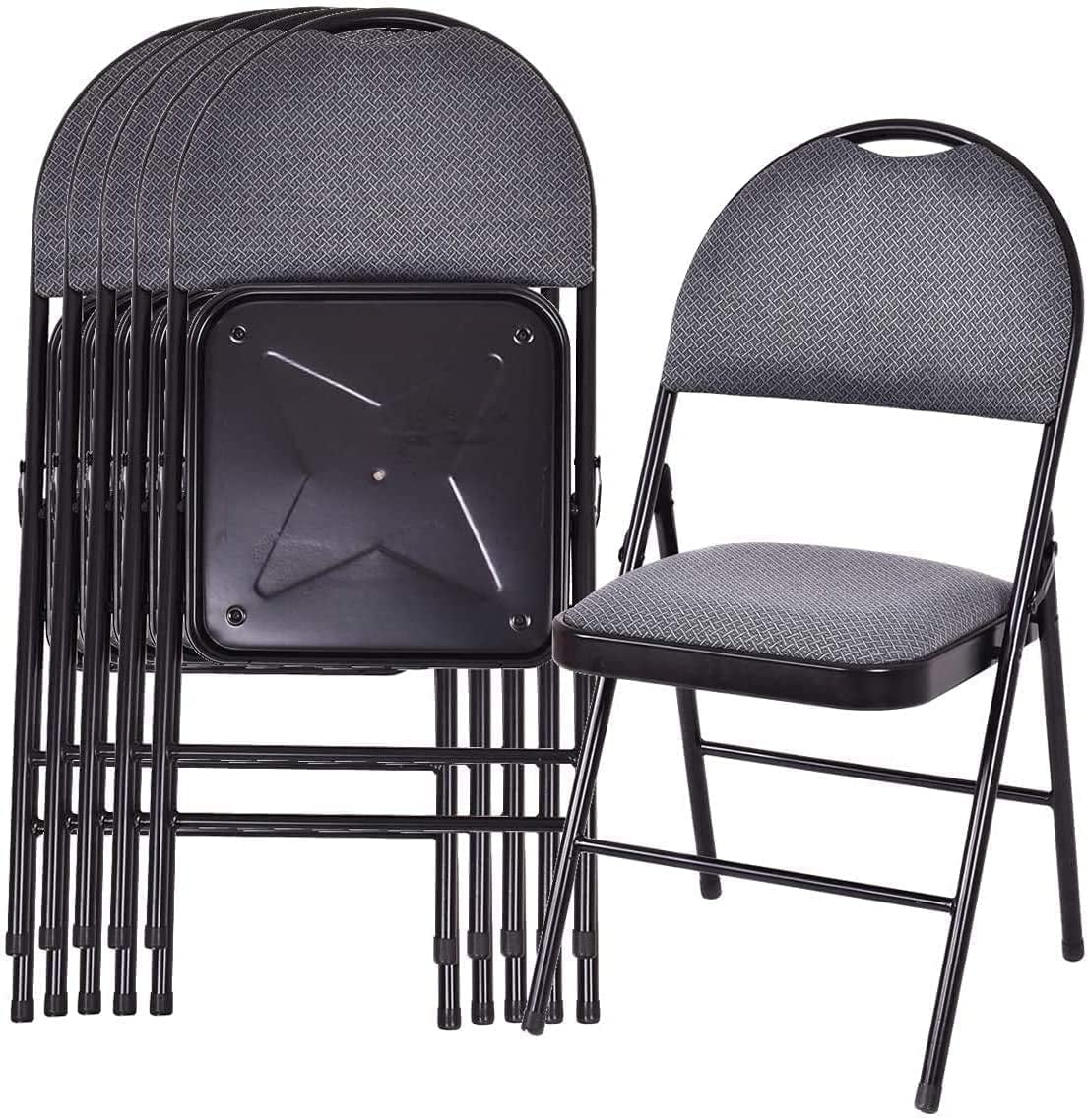S AFSTAR 6-Pack Padded Folding Chairs w/Upholstered Padded Seat and ...