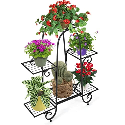 S AFSTAR 6-Tier Metal Plant Stand, Heavy-Duty Plant Display Stand Rack ...