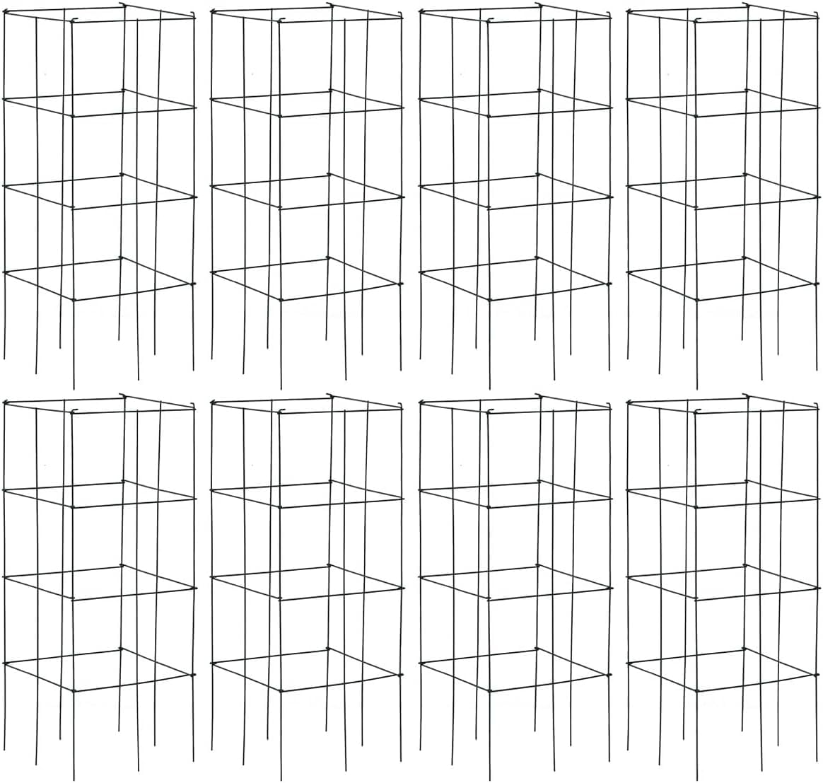 S AFSTAR 8 Pack Folding Tomato Cages, 39 Inches Tall Square Plant ...