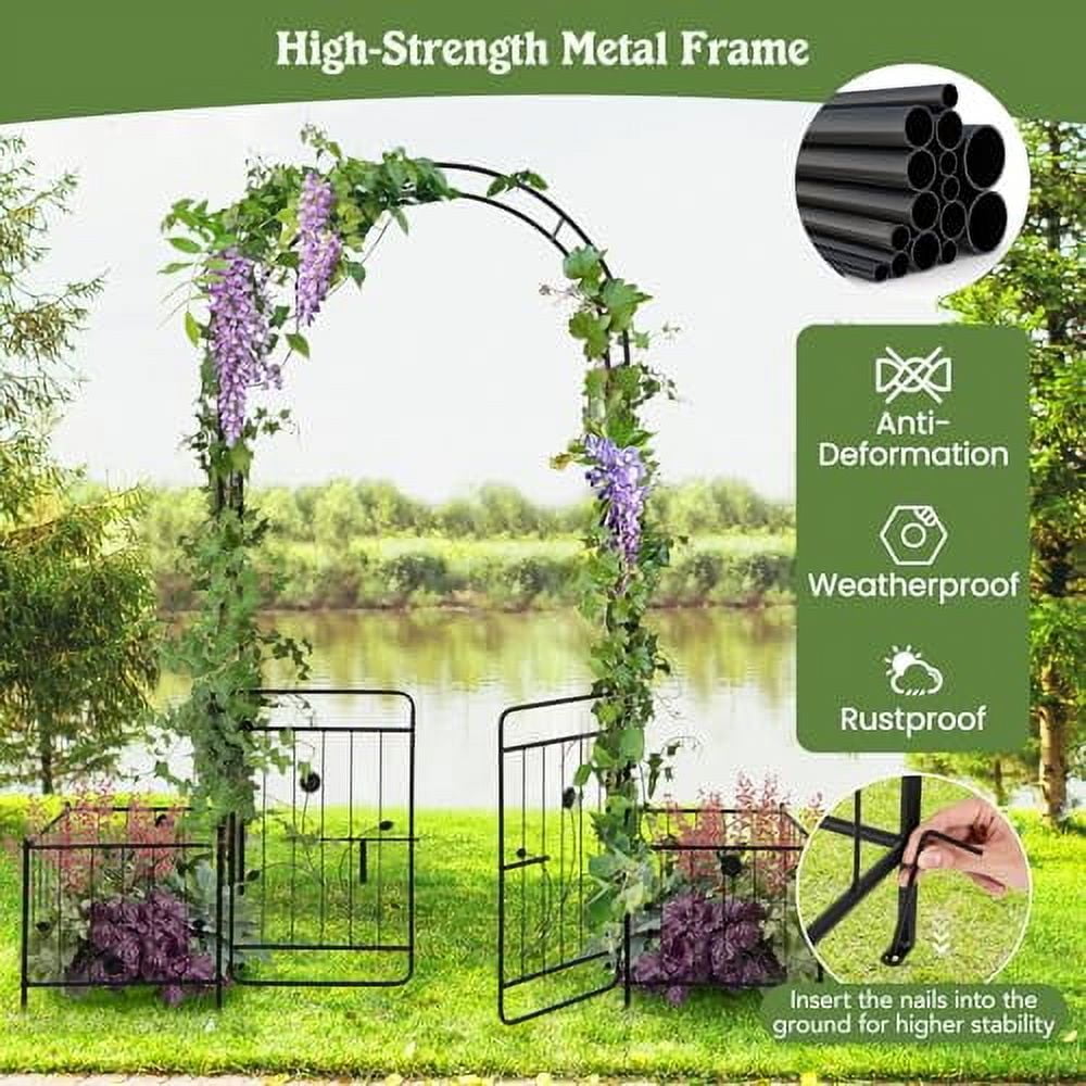 S AFSTAR 87-Inche Garden Arbor with Gate & Side Planter Box, Metal ...