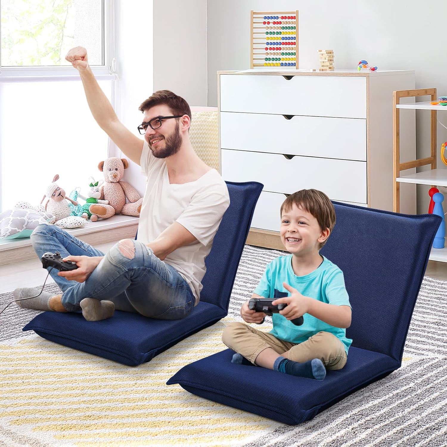 S AFSTAR Adjustable Floor Chair Set of 2, Cushioned Lounger Recliner ...