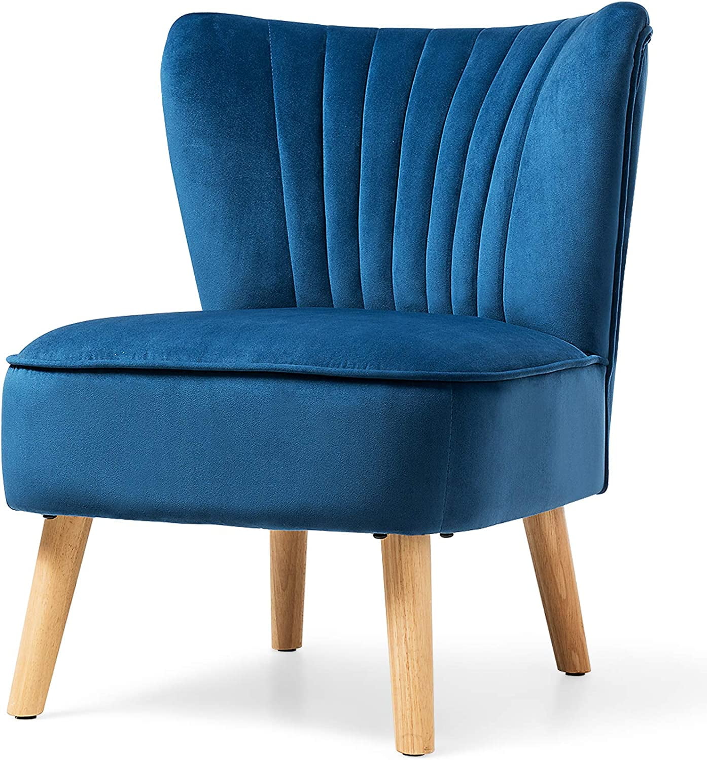 S AFSTAR Armless Accent Chair, Velvet Modern Chair with Rubber Wood ...