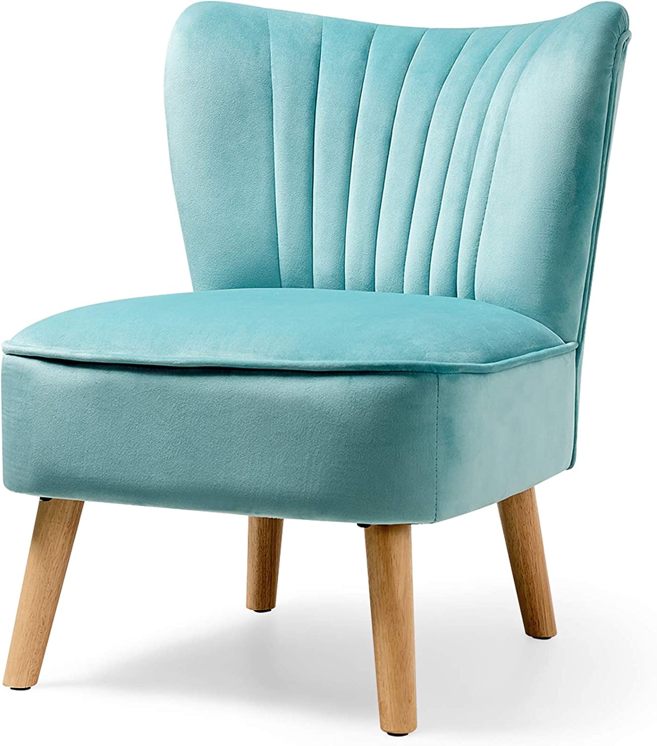 S AFSTAR Armless Accent Chair, Velvet Modern Chair with Rubber Wood ...
