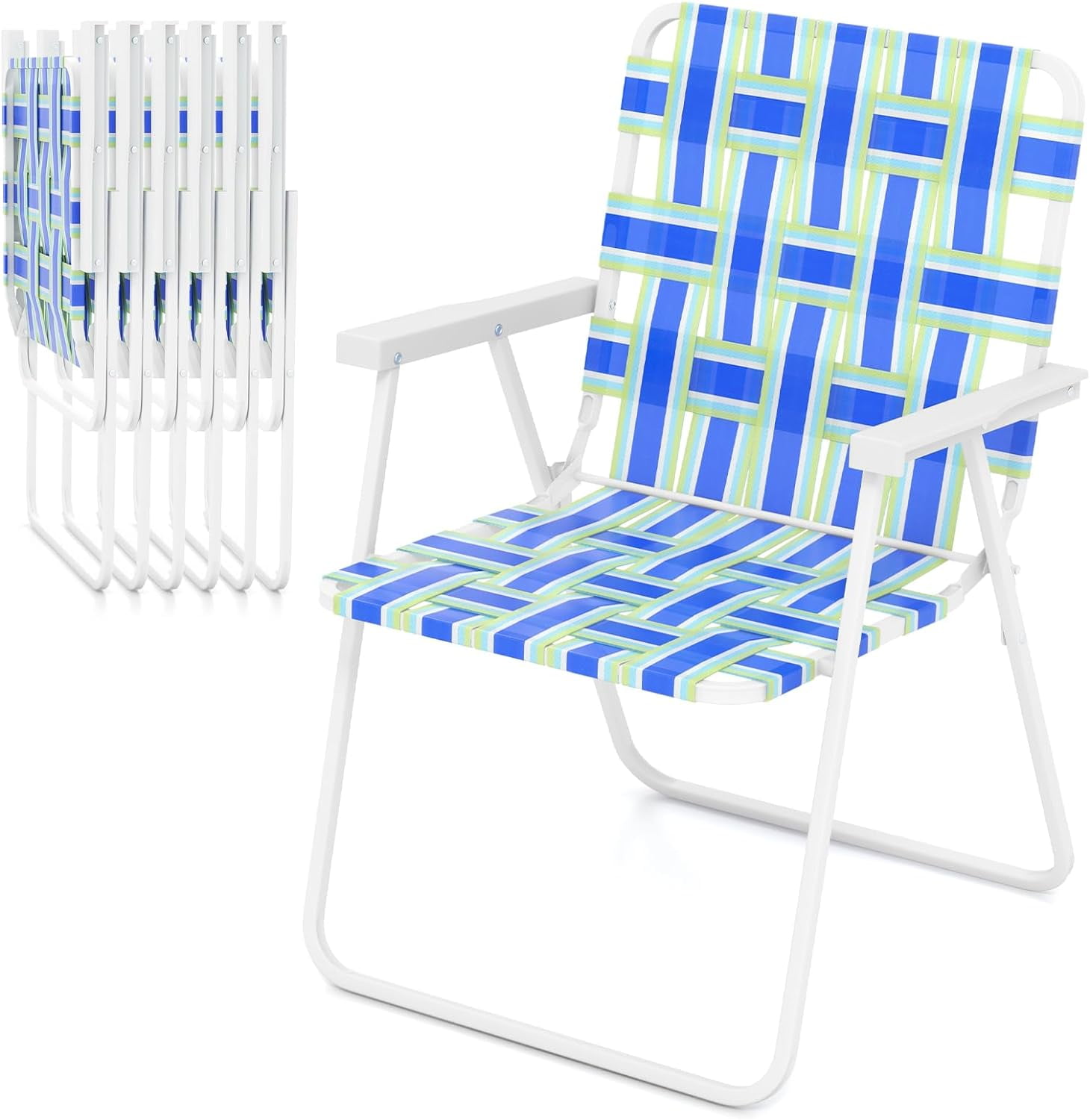 S AFSTAR Beach Chair Set of 6, Portable Folding Lawn Chairs Webbing ...