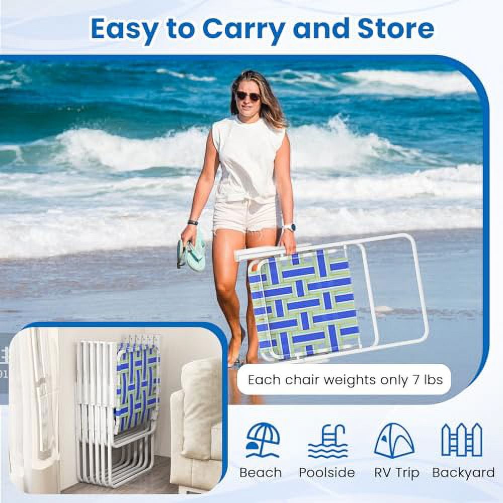 S AFSTAR Beach Chair Set of 6, Portable Folding Lawn Chairs Webbing ...
