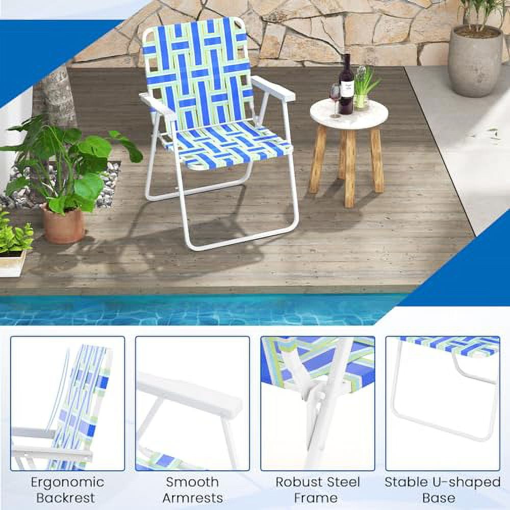 S AFSTAR Beach Chair Set of 6, Portable Folding Lawn Chairs Webbing ...